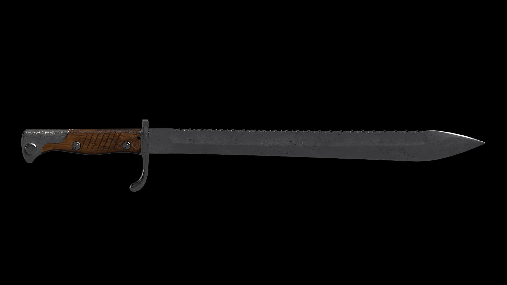 German WWI M1898-05 Butcher Sawback Bayonet 3D Model by Pabst