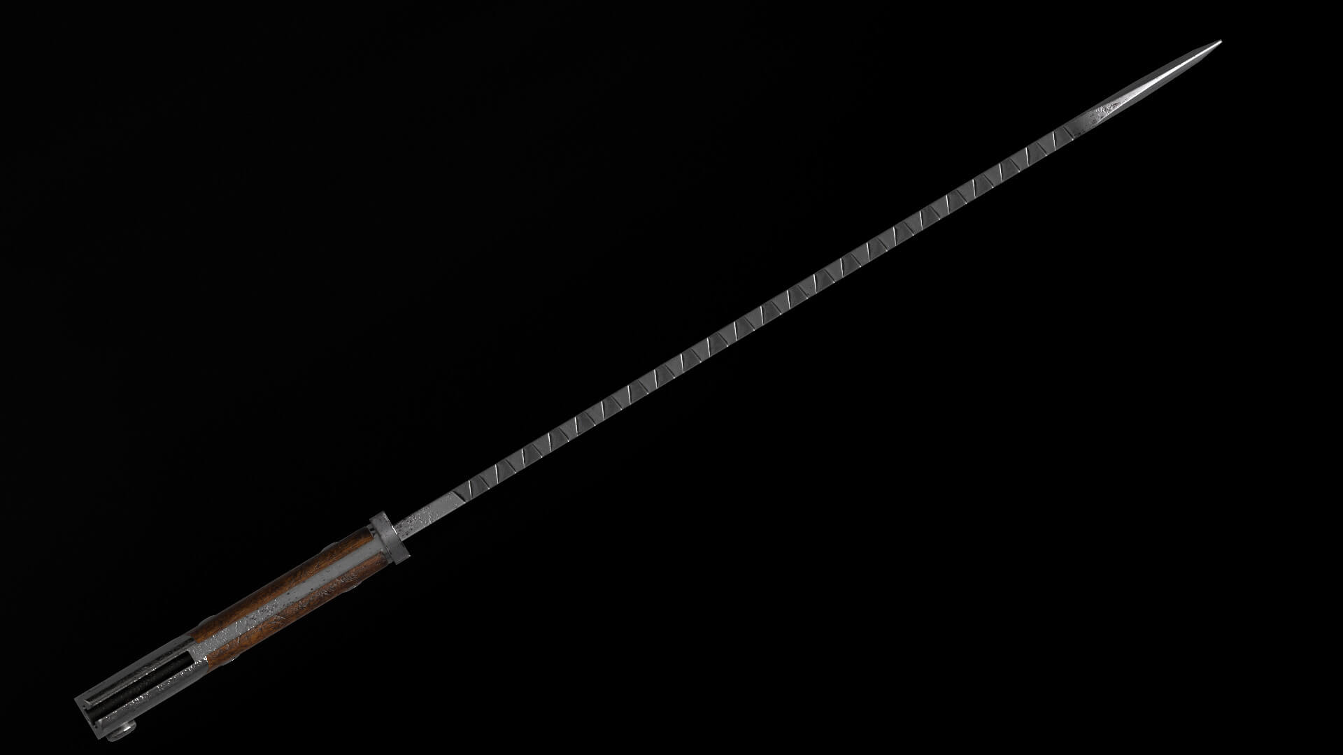 German WWI M1898-05 Butcher Sawback Bayonet 3D Model by Pabst