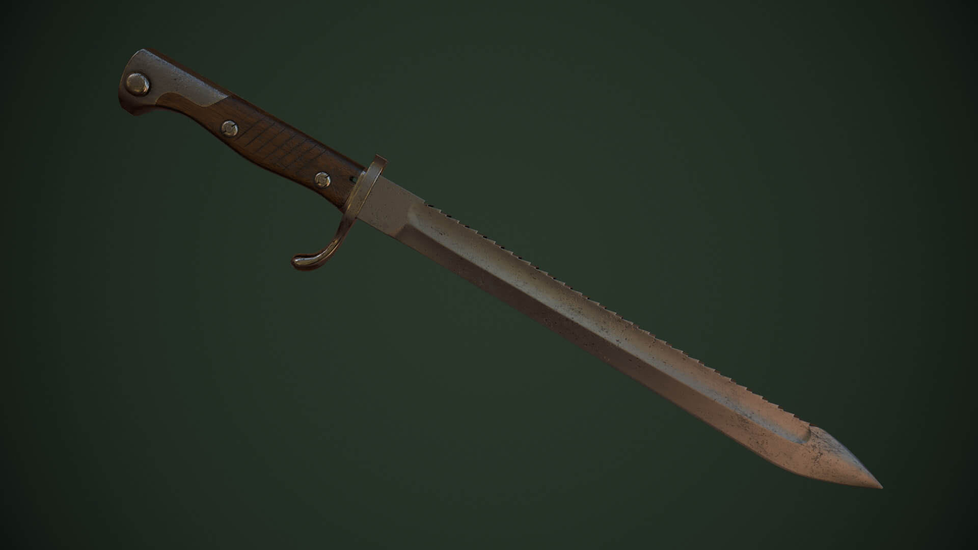 German WWI M1898-05 Butcher Sawback Bayonet 3D Model by Pabst