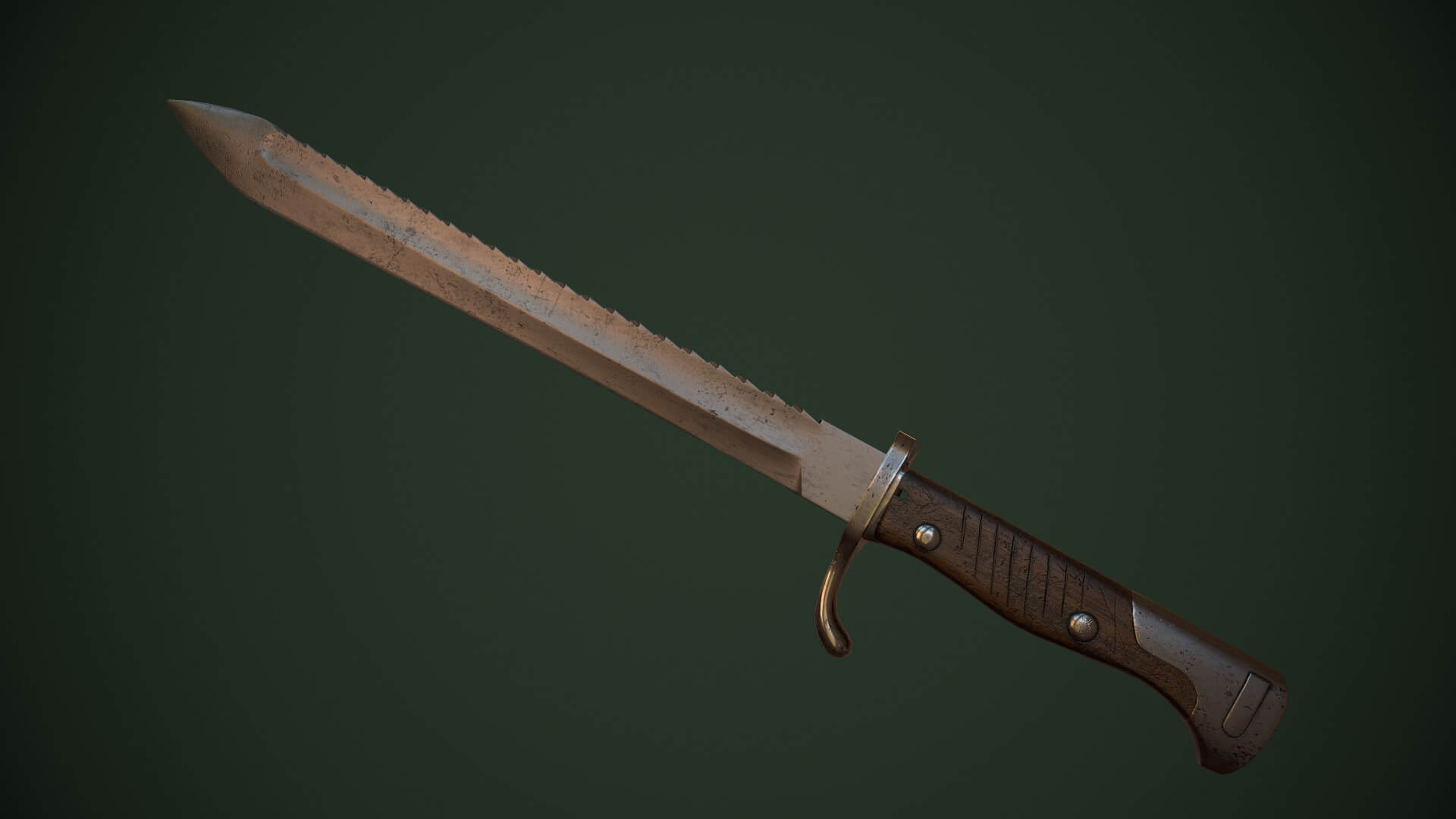 German WWI M1898-05 Butcher Sawback Bayonet 3D Model by Pabst