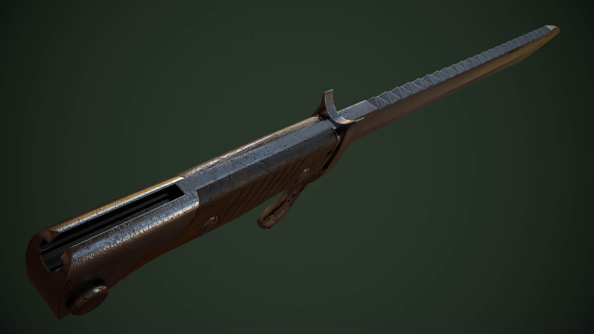 German WWI M1898-05 Butcher Sawback Bayonet 3D Model by Pabst