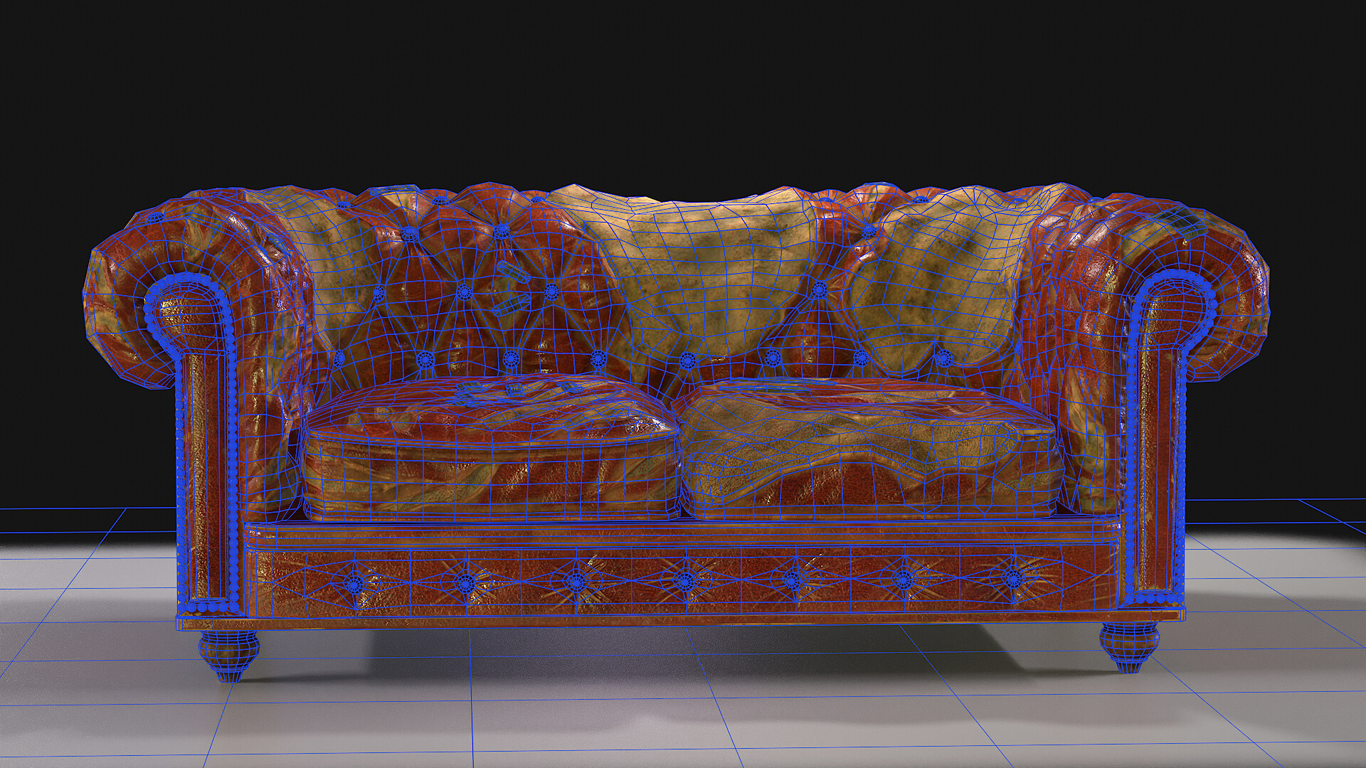Chesterfield Sofa Damaged - 3D Model by PaburoVIII