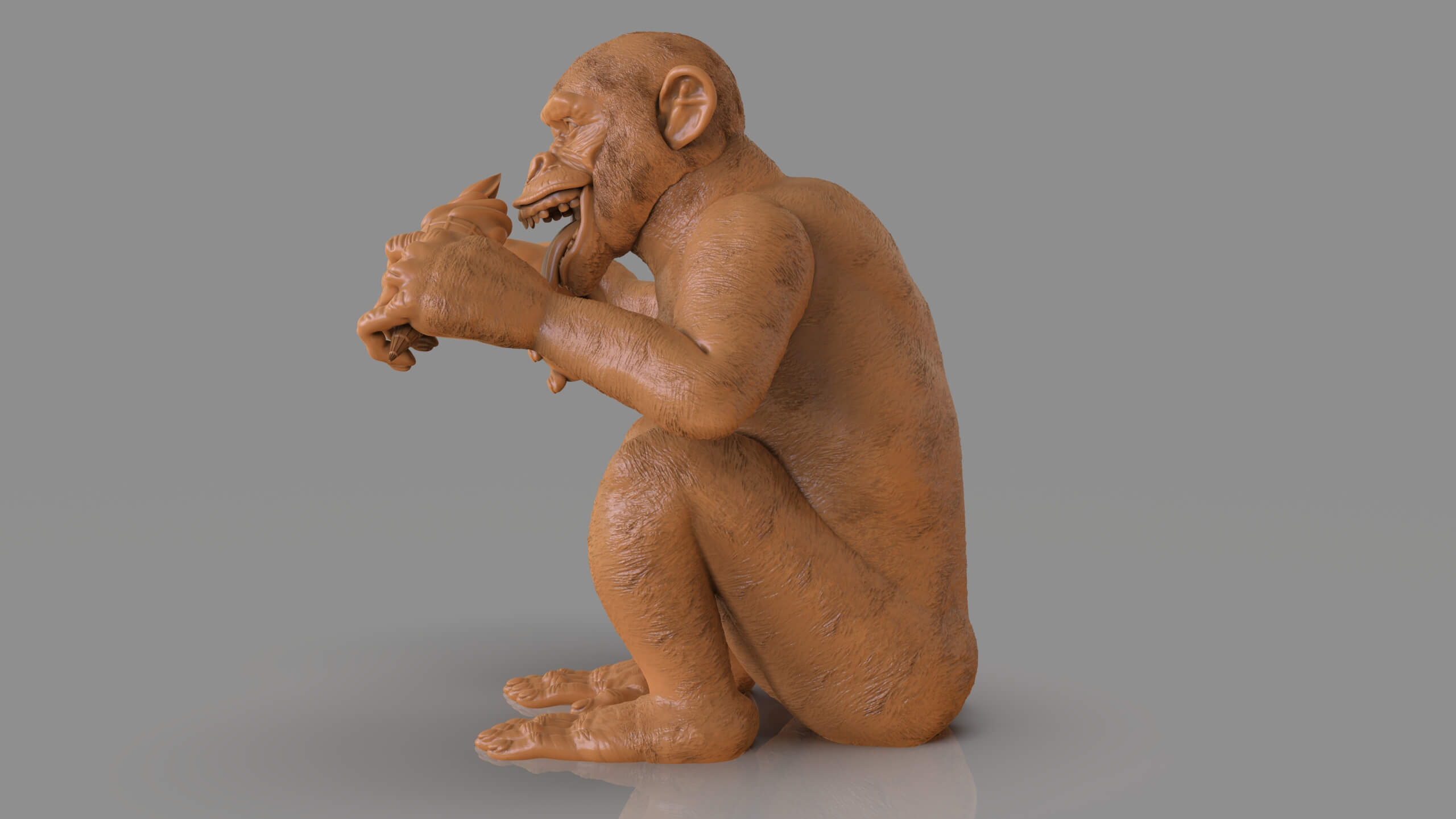 Chimp Ice Cream Addict - 3D Model by PaburoVIII