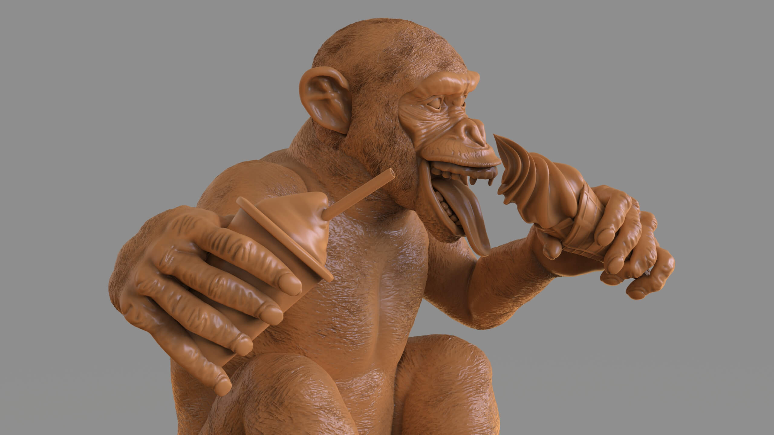Chimp Ice Cream Addict - 3D Model by PaburoVIII