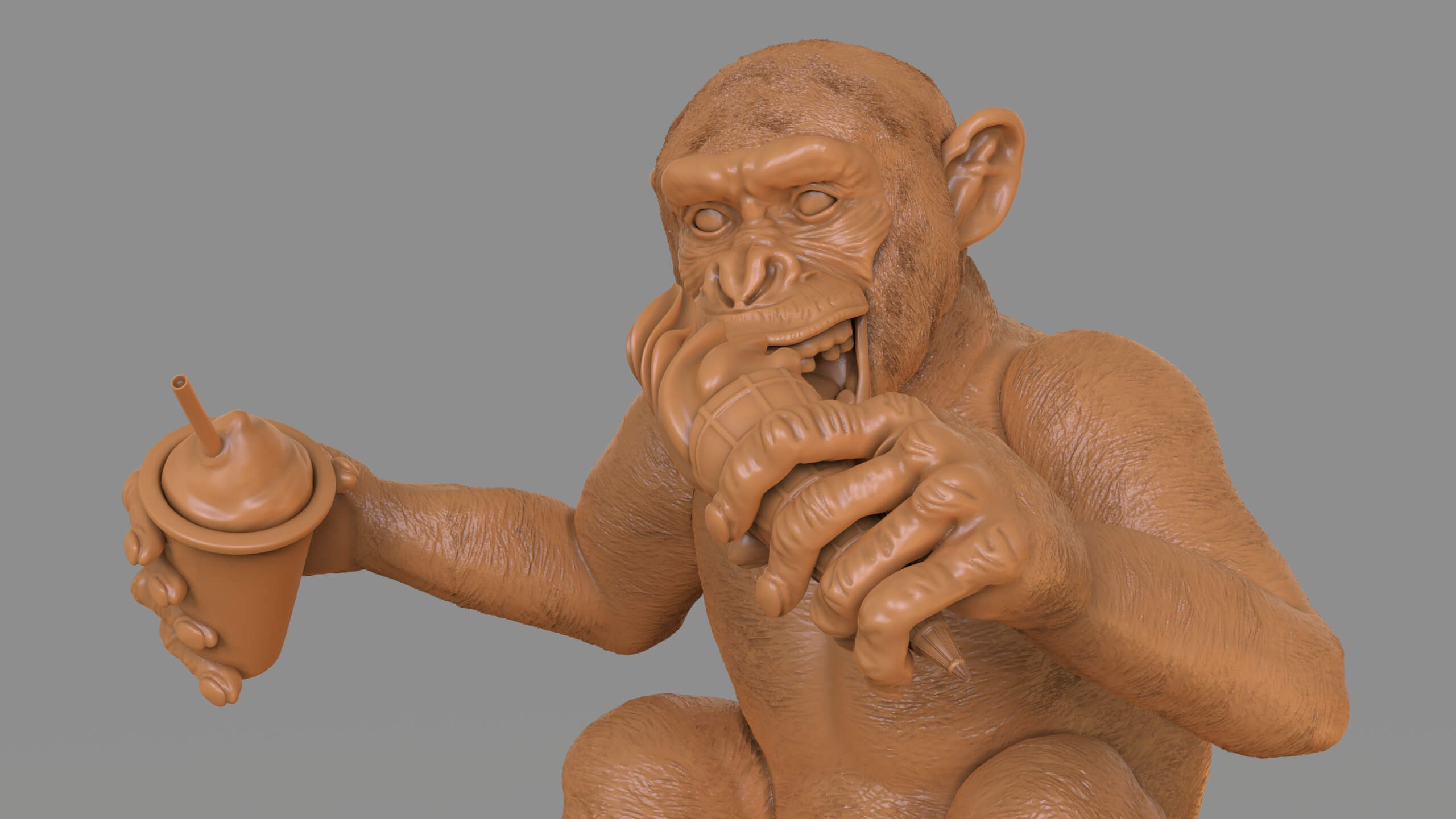 Chimp Ice Cream Addict - 3D Model by PaburoVIII