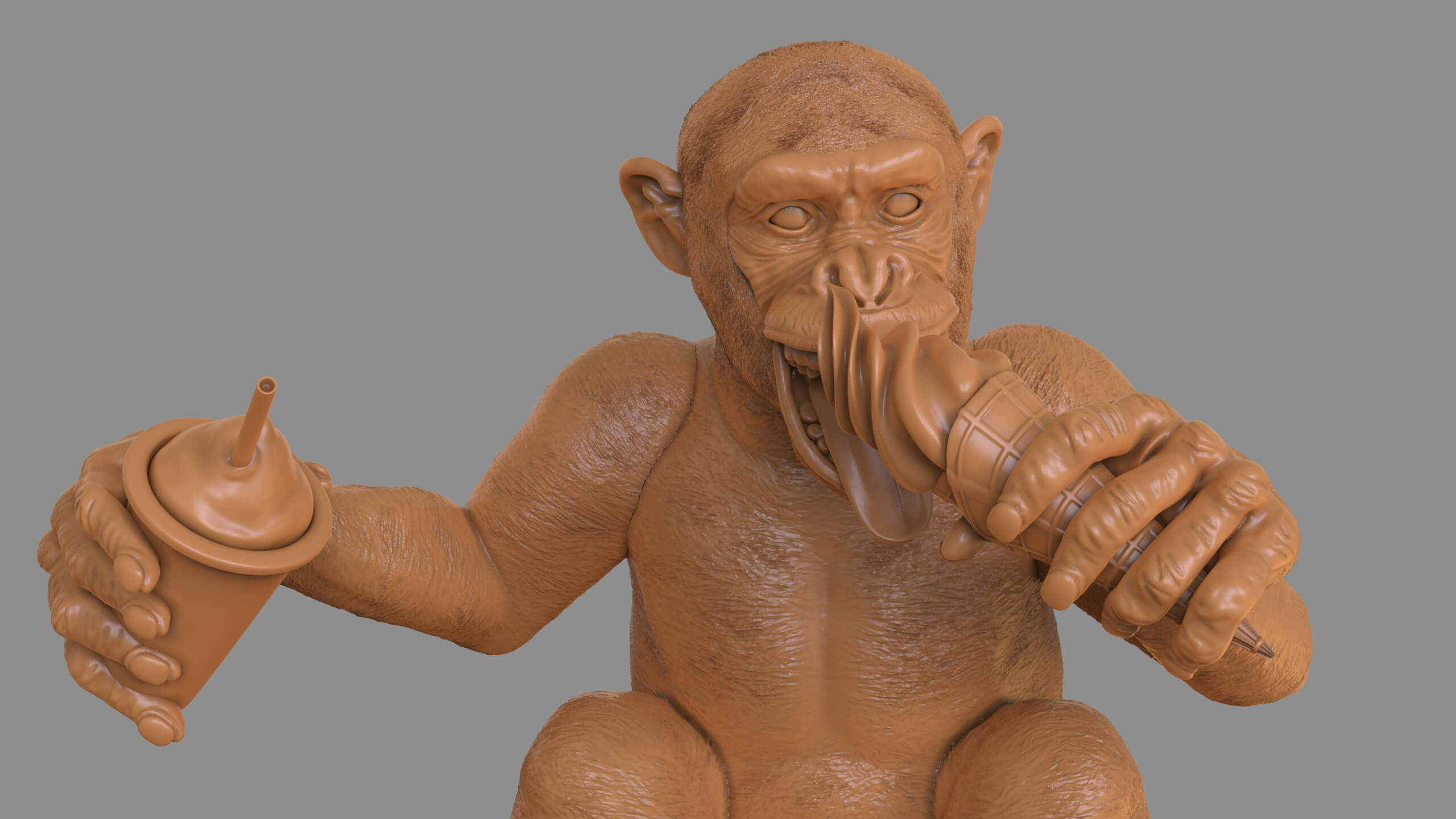 Chimp Ice Cream Addict - 3D Model by PaburoVIII