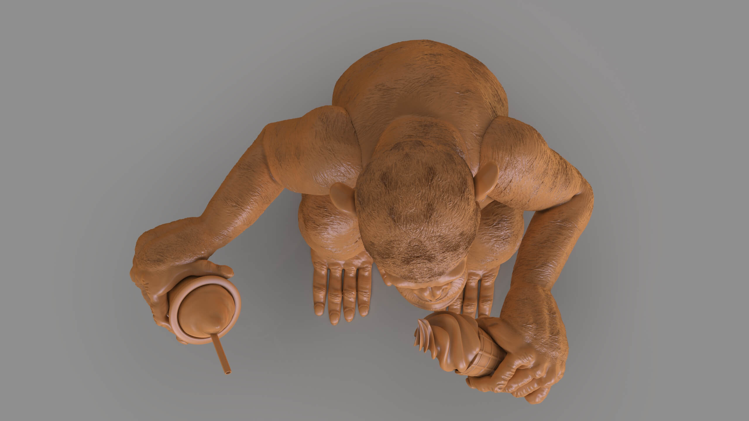 Chimp Ice Cream Addict - 3D Model by PaburoVIII