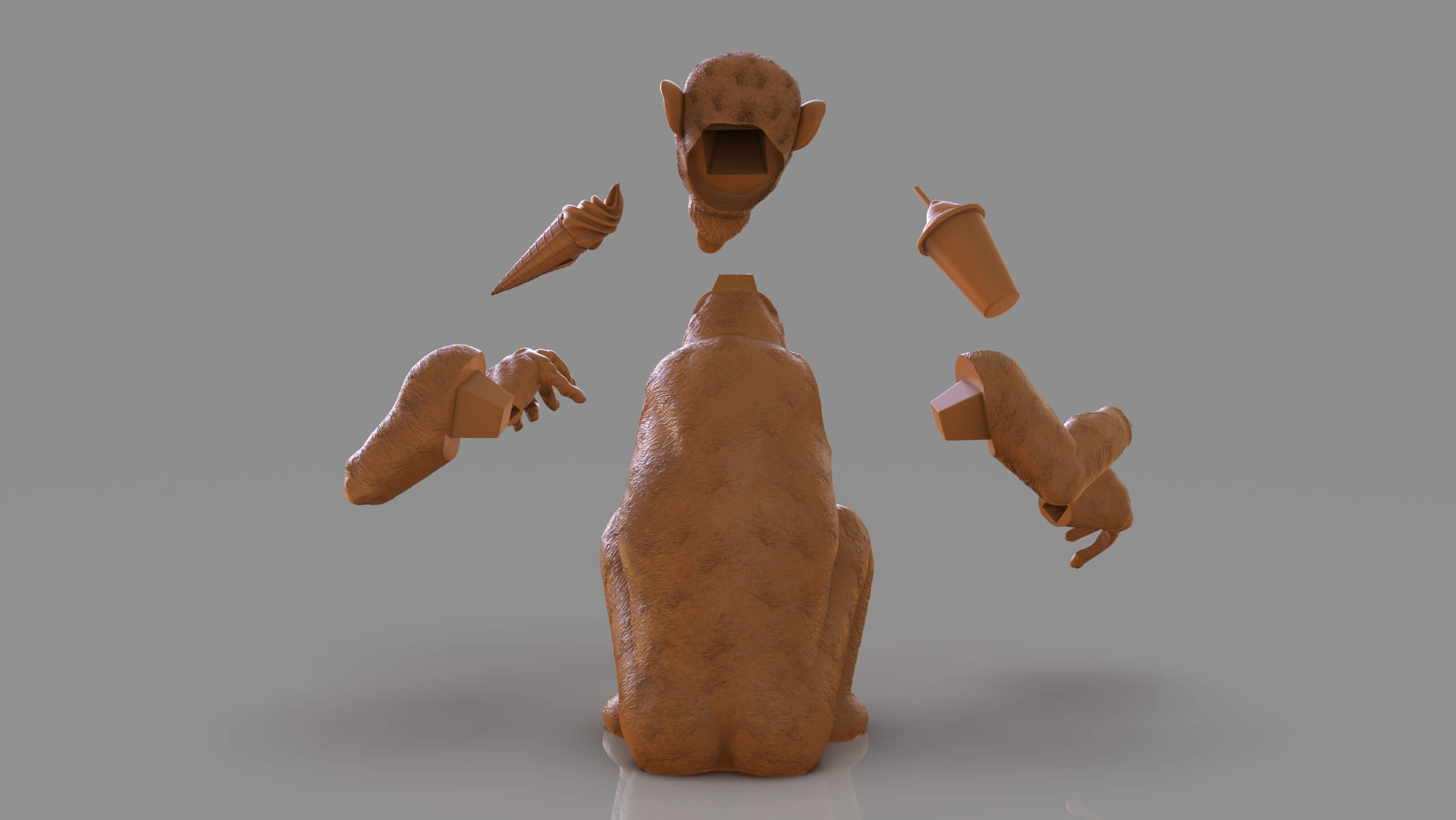 Chimp Ice Cream Addict - 3D Model by PaburoVIII