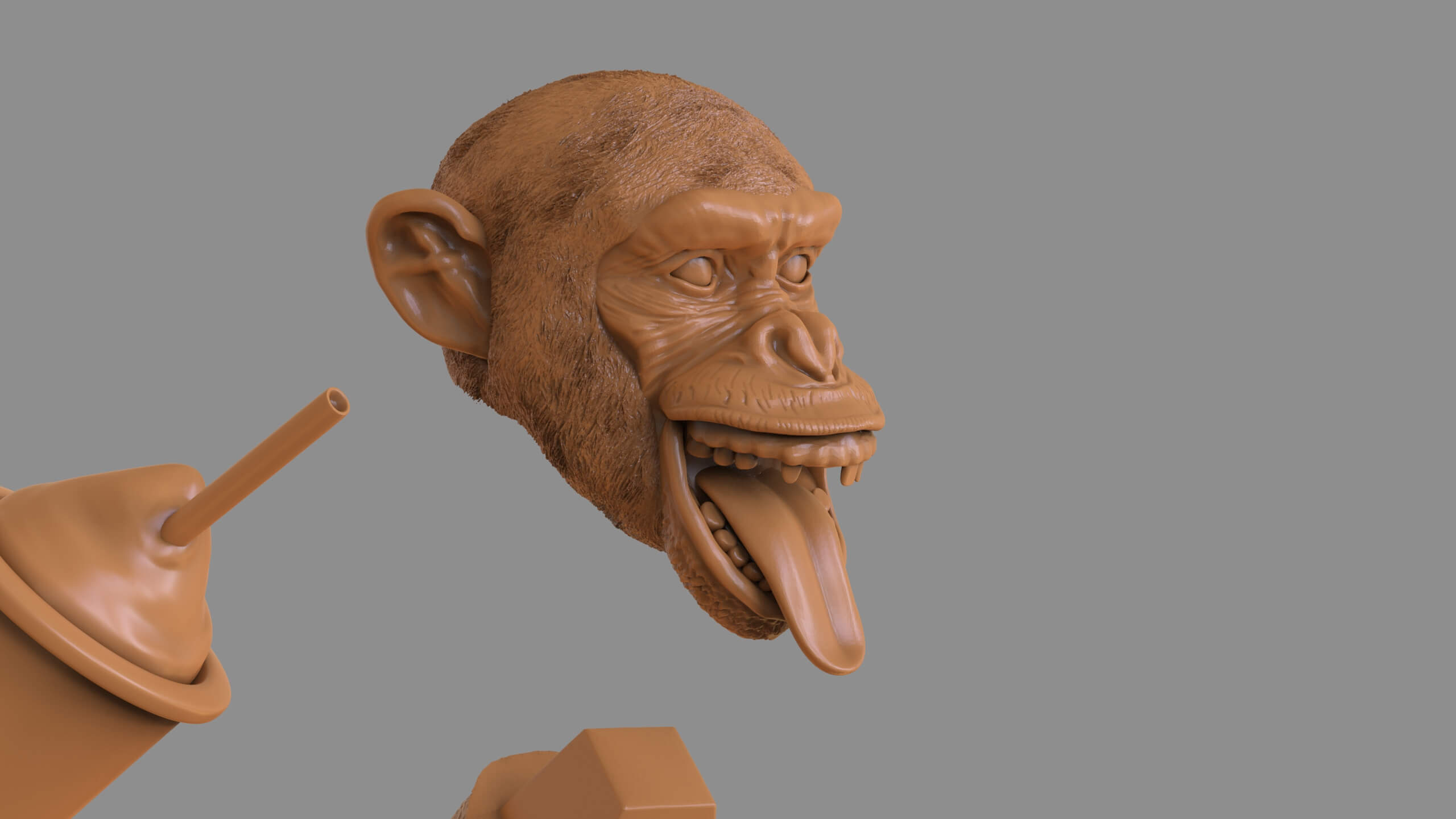 Chimp Ice Cream Addict - 3D Model by PaburoVIII