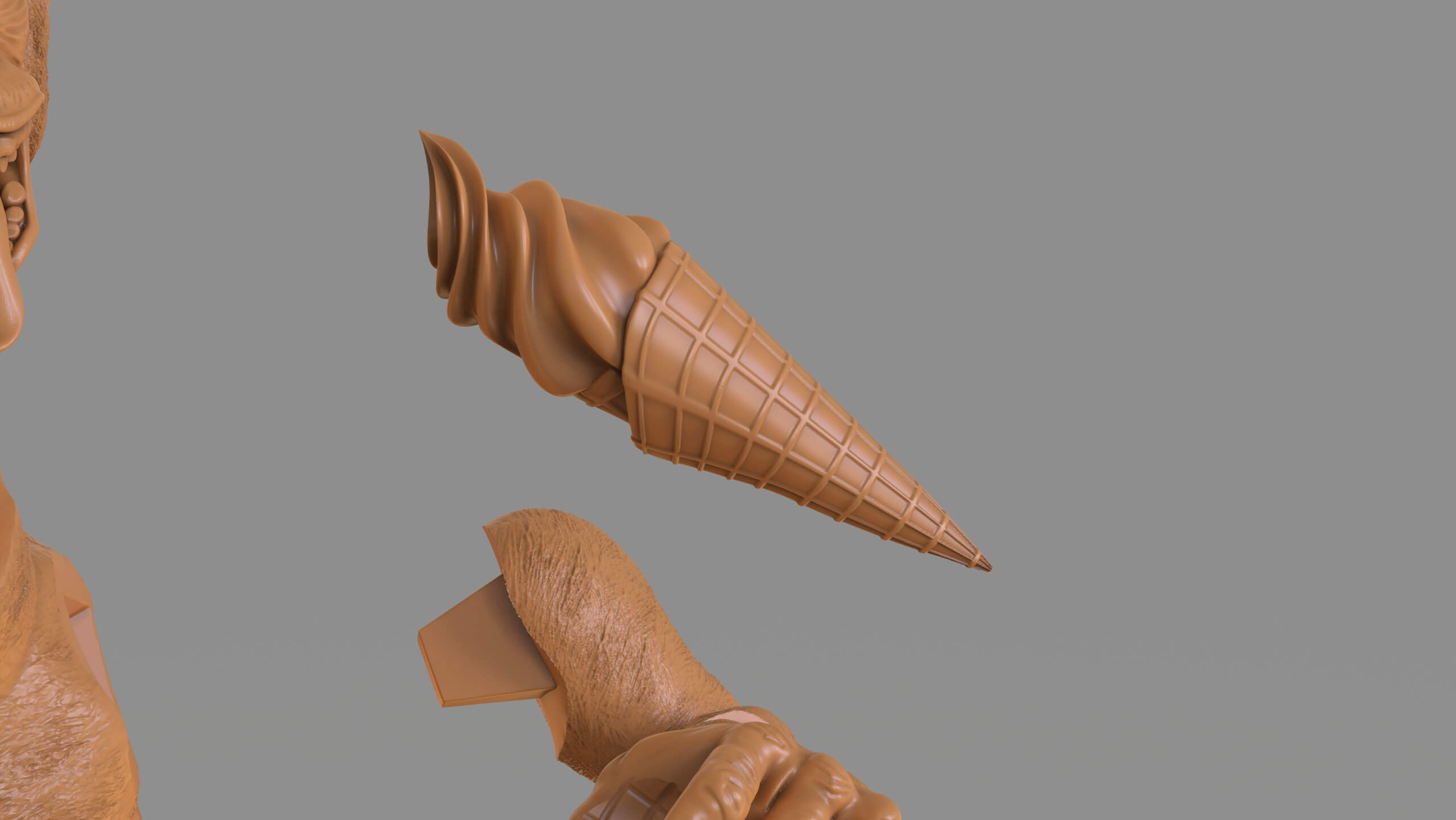 Chimp Ice Cream Addict - 3D Model by PaburoVIII