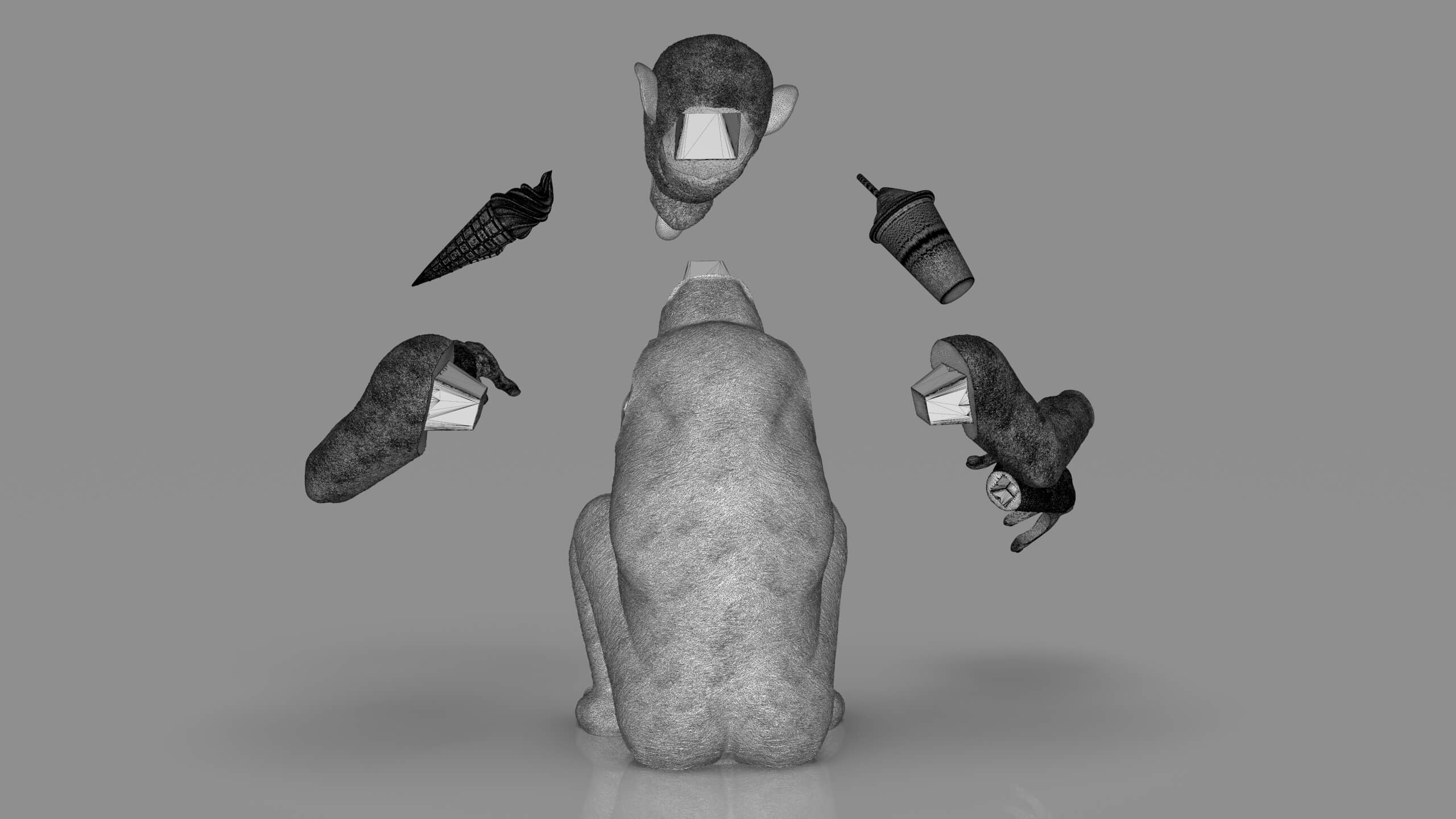 Chimp Ice Cream Addict - 3D Model by PaburoVIII