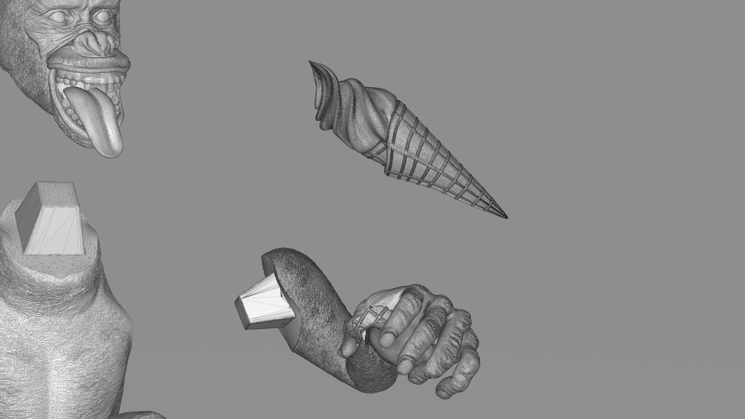 Chimp Ice Cream Addict - 3D Model by PaburoVIII