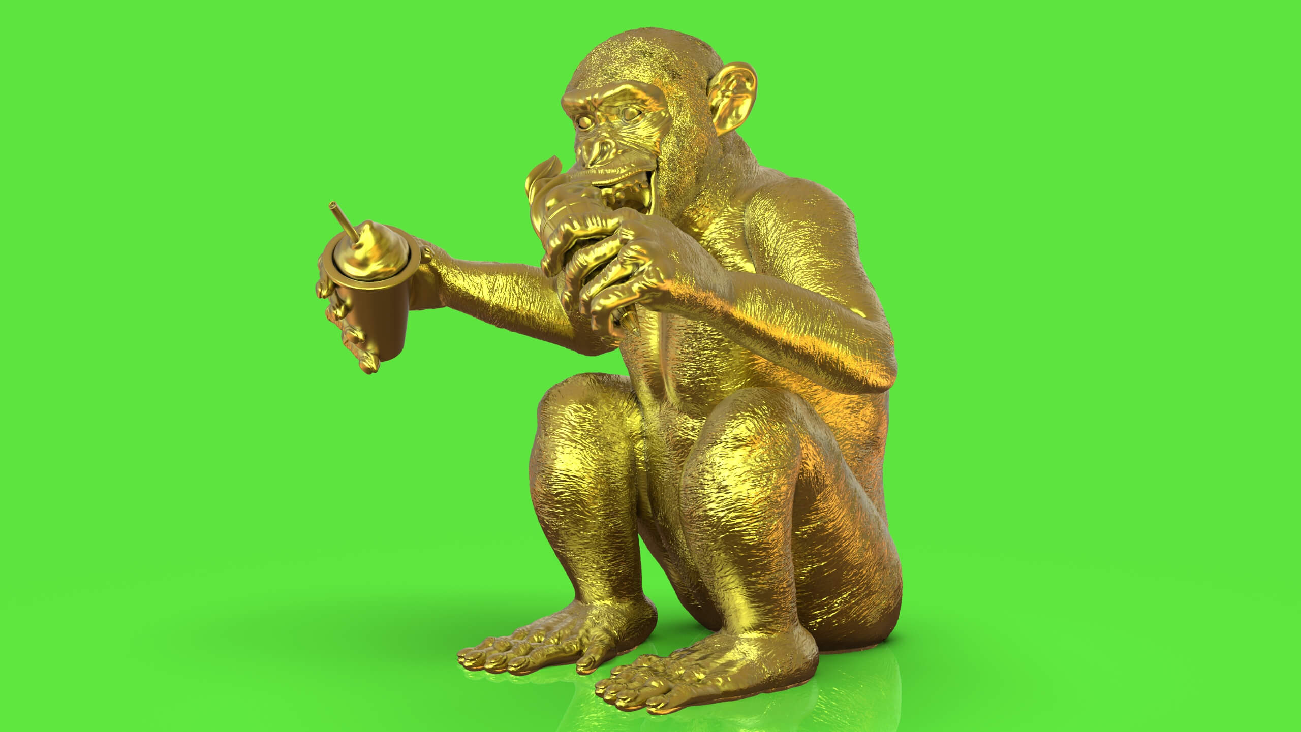 Chimp Ice Cream Addict - 3D Model by PaburoVIII