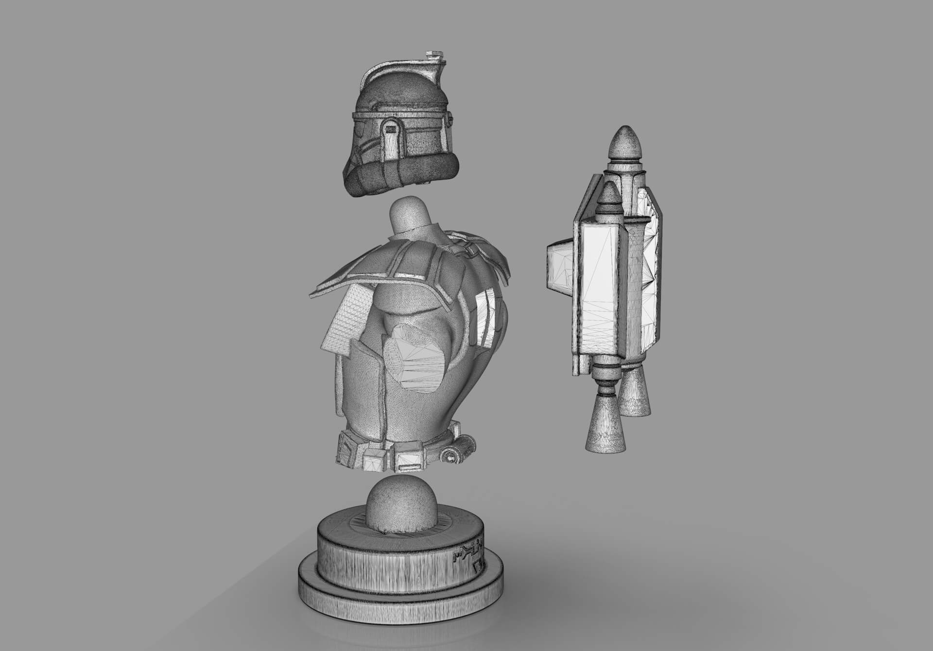 Clone Trooper Captain Rex Bust - 3D Model by PaburoVIII