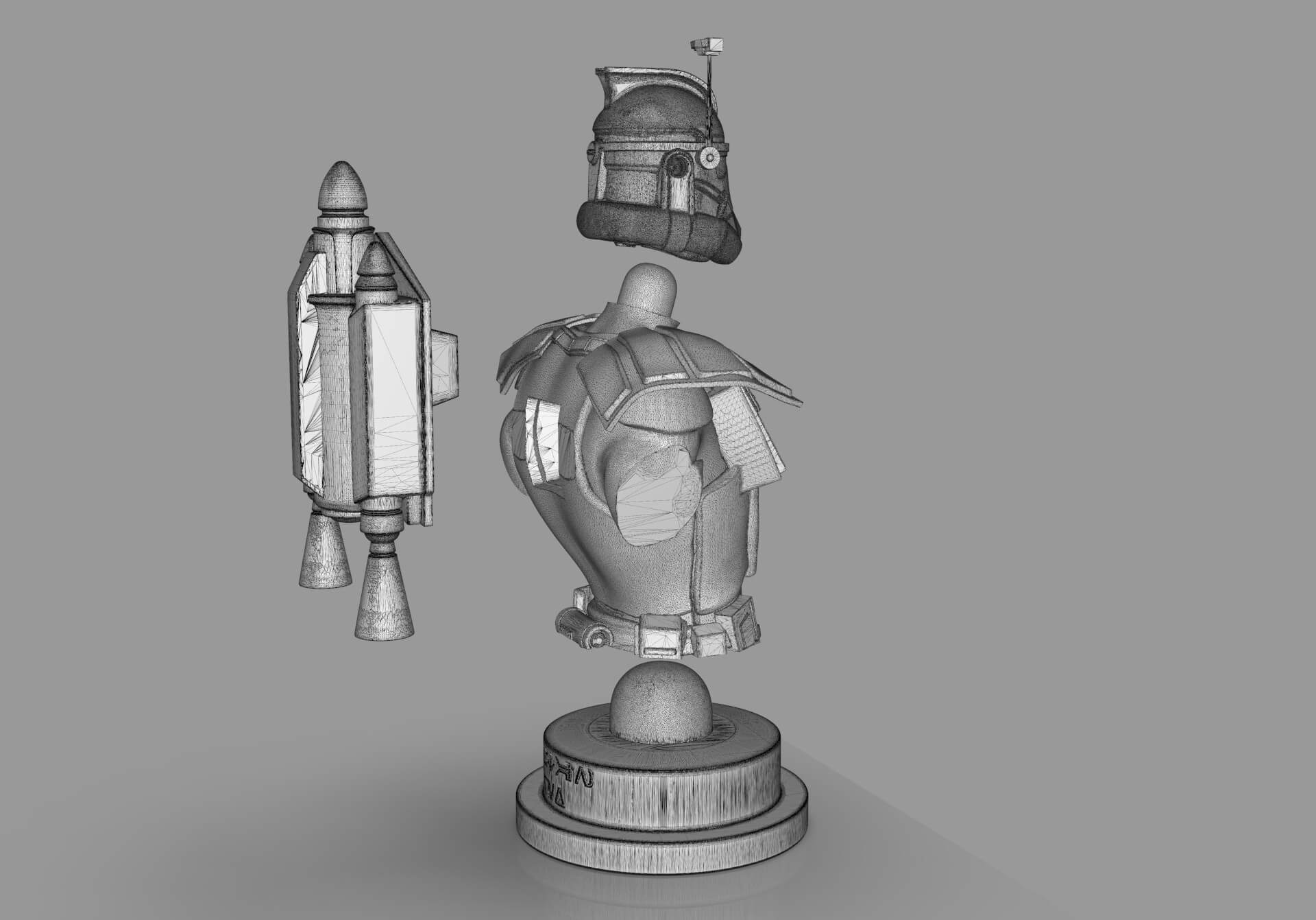 Clone Trooper Captain Rex Bust - 3D Model by PaburoVIII