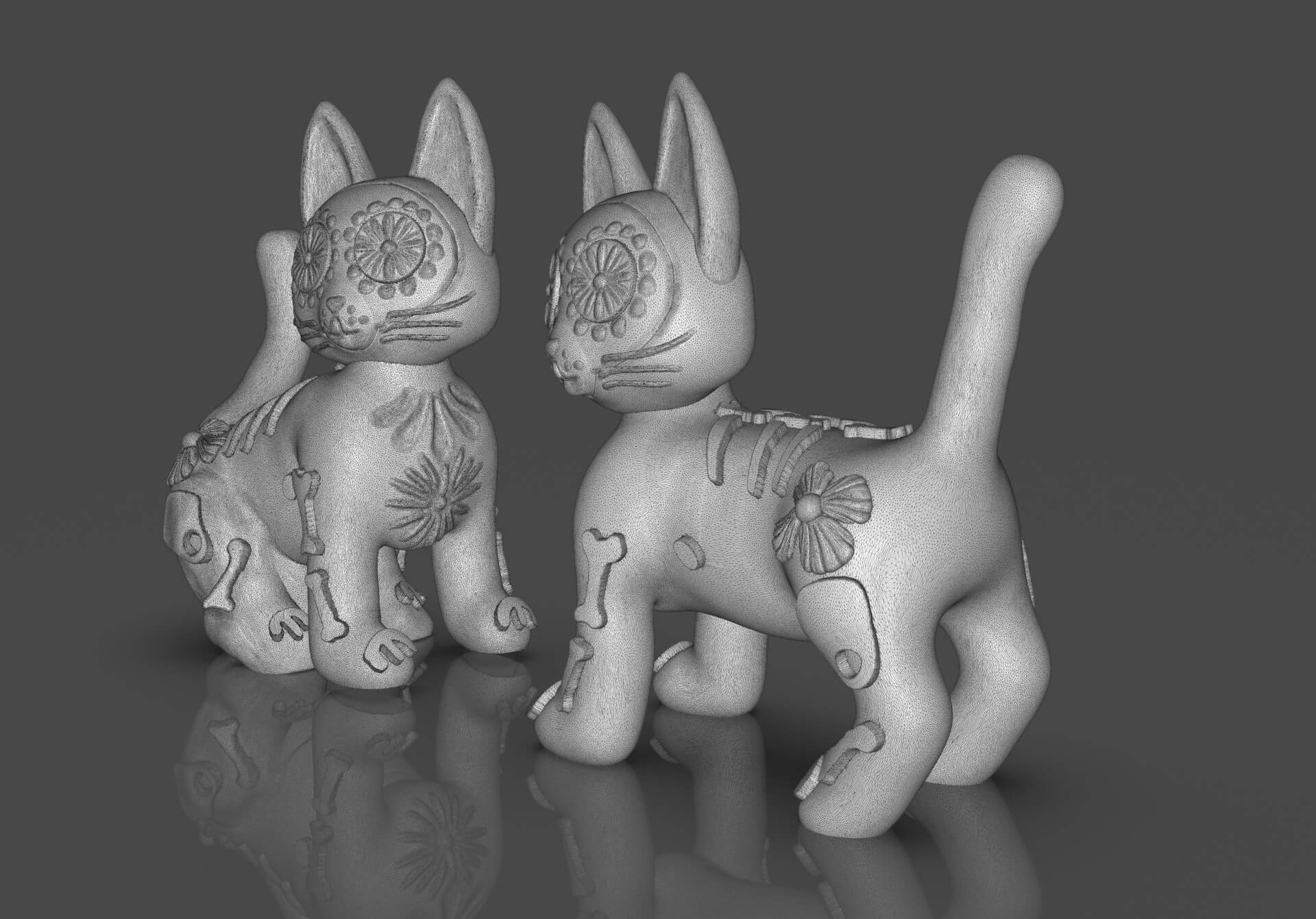 Day of The Dead Cats - 3D Model by PaburoVIII