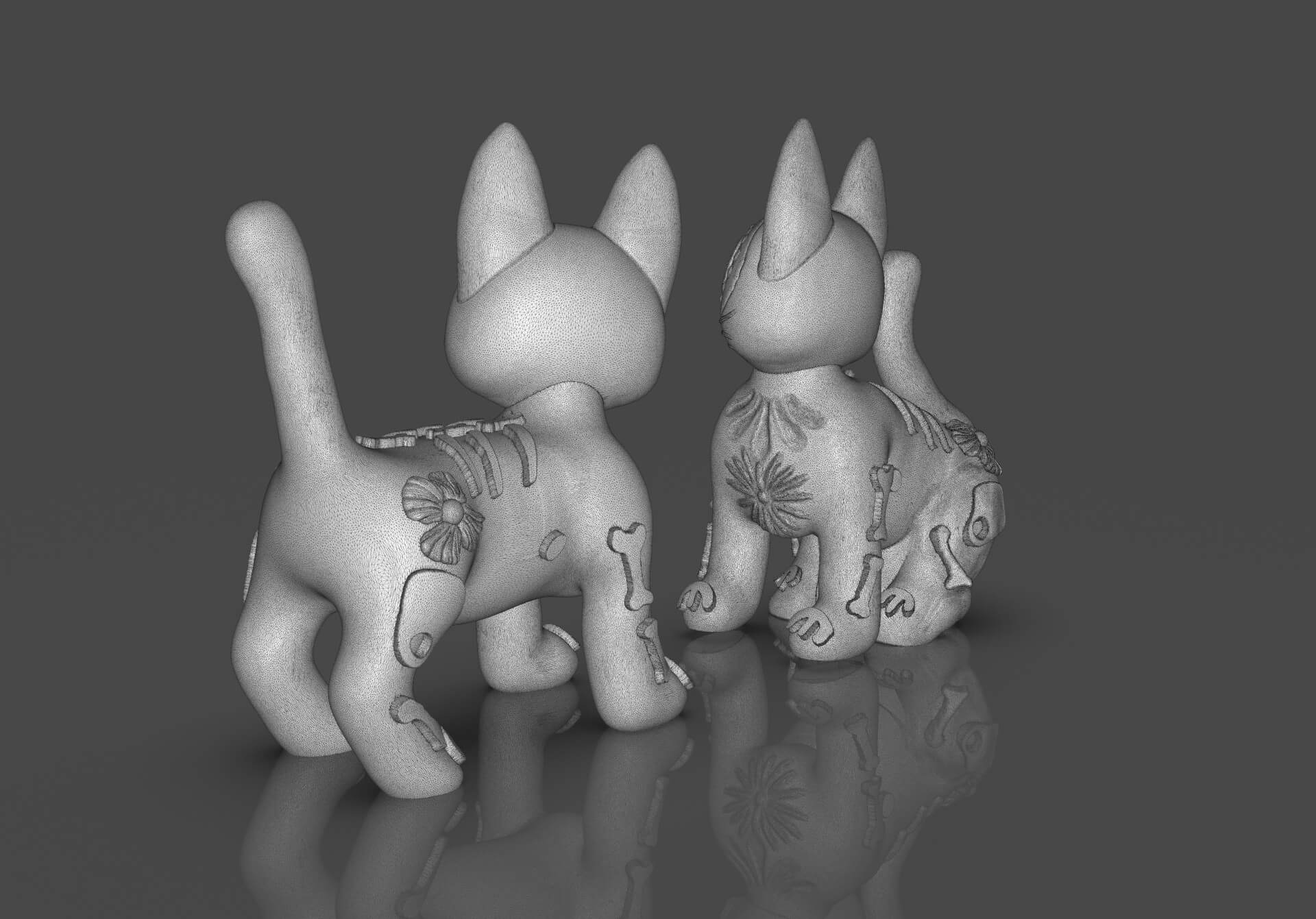 Day of The Dead Cats - 3D Print Model by PaburoVIII