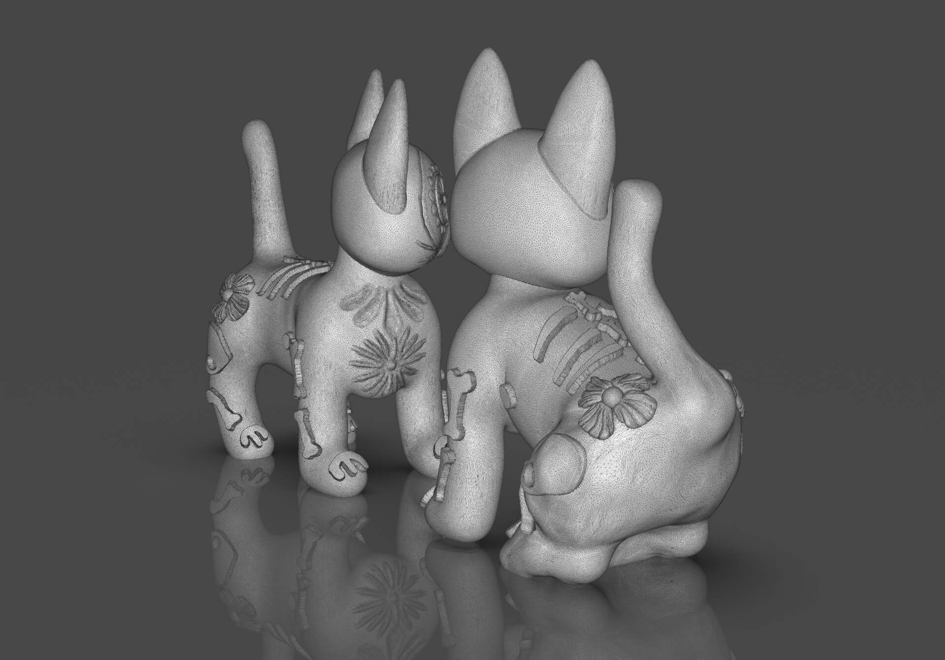 Day of The Dead Cats - 3D Model by PaburoVIII