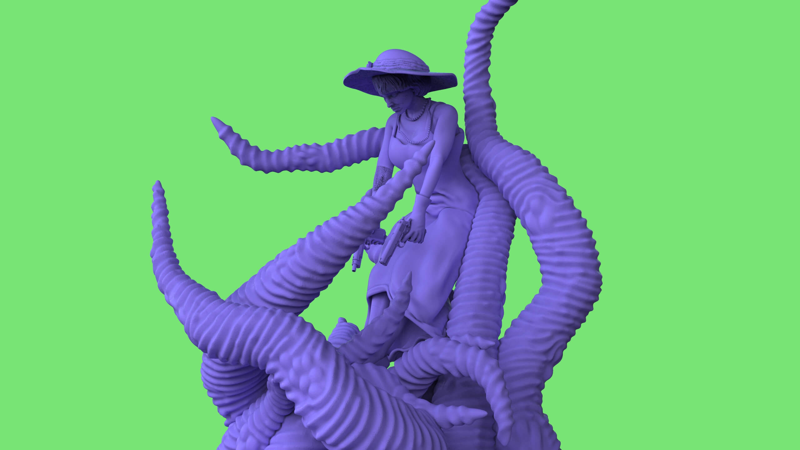 Diorama Jenny vs Tentacles - 3D Model by PaburoVIII