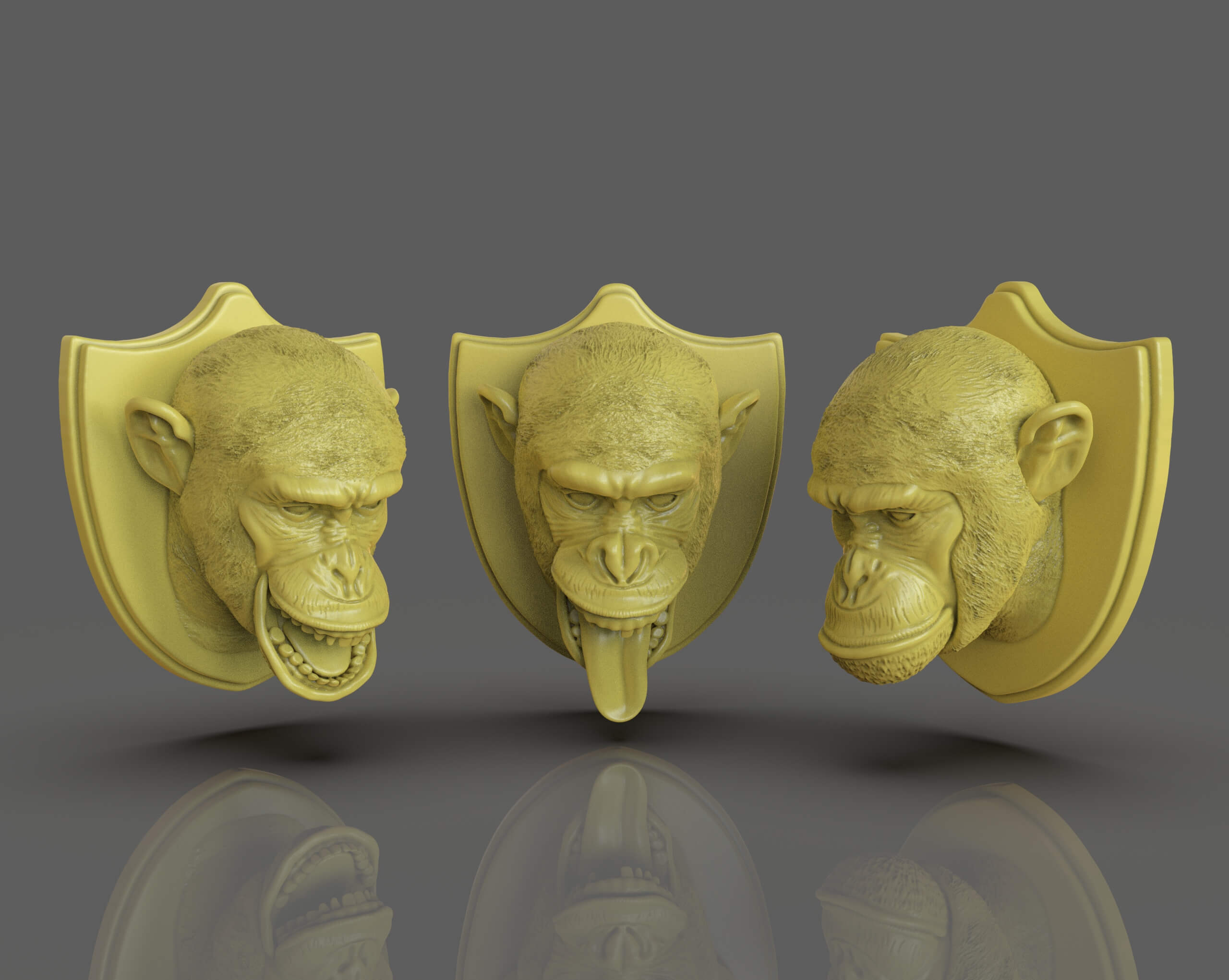 Chimp Trophy Hunting 3D Render, Digital Art by PaburoVIII