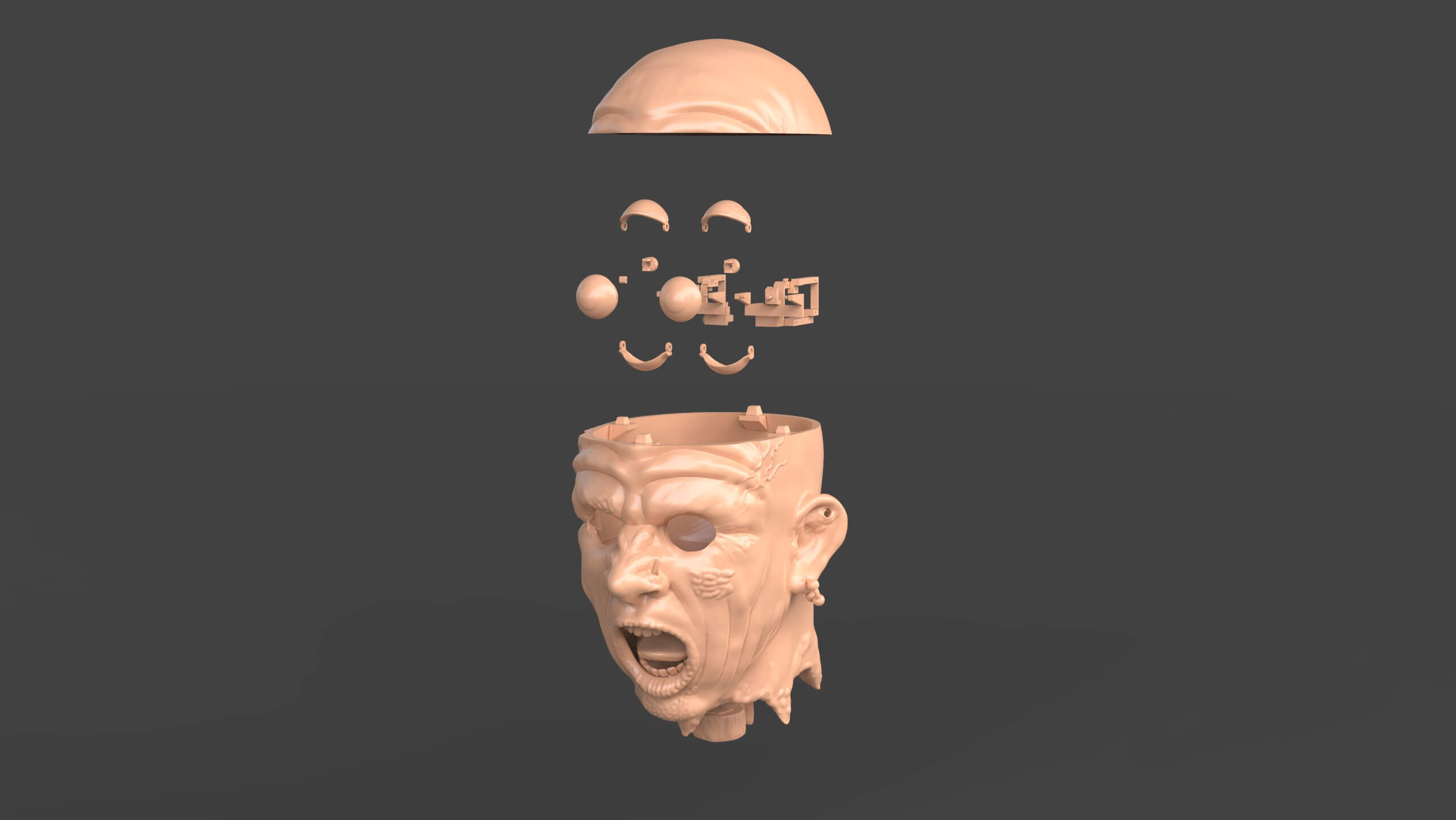 Decapitated Head With Mechanism 3D Render by PaburoVIII
