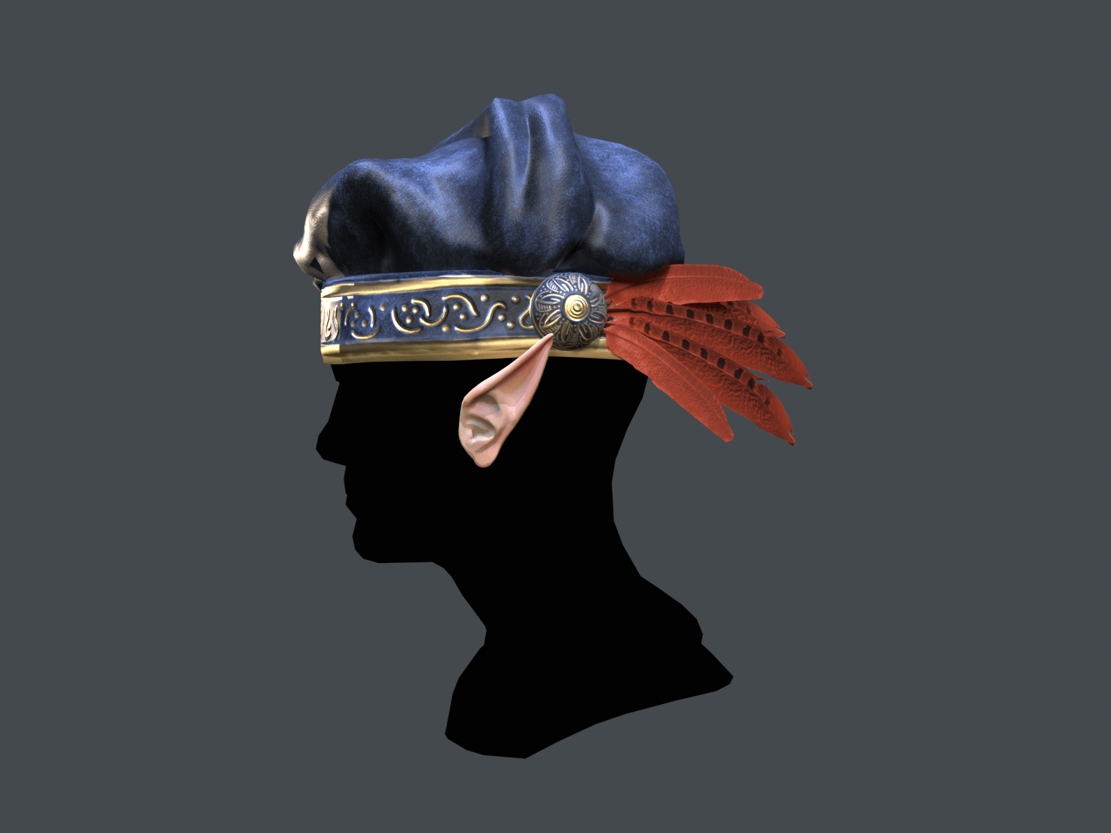 Italian Renaissance Hat Blue 3D Render, Digital Art by PaburoVIII