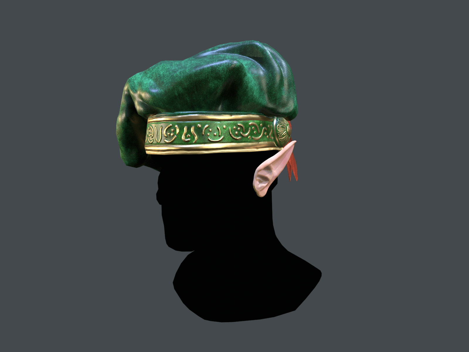 Italian Renaissance Hat Green 3D Render by PaburoVIII