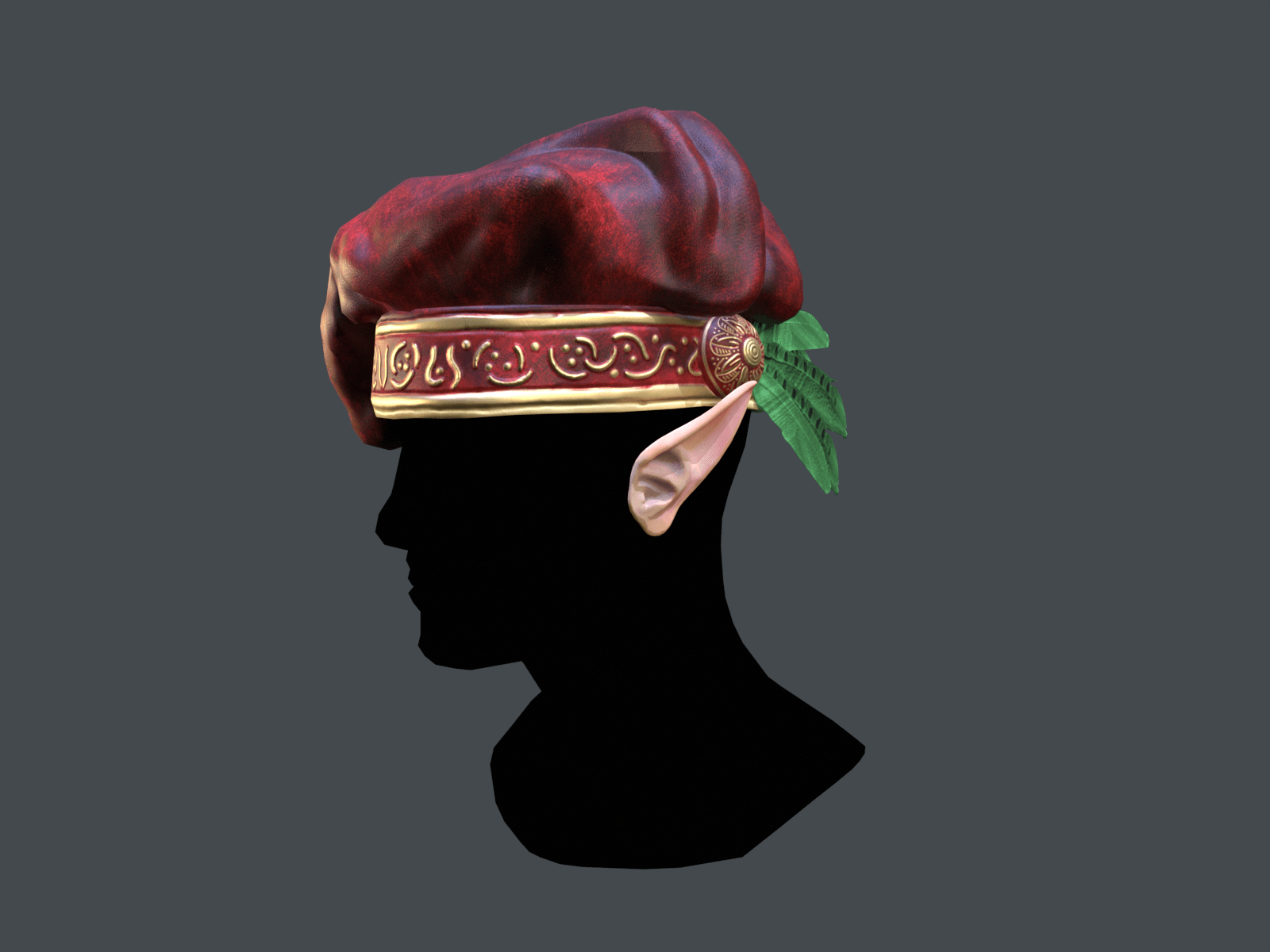 Italian Renaissance Hat Red 3D Render, Digital Art by PaburoVIII