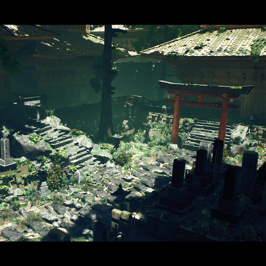 Japanese Shrine Forest 3D Render, Digital Art by PaburoVIII