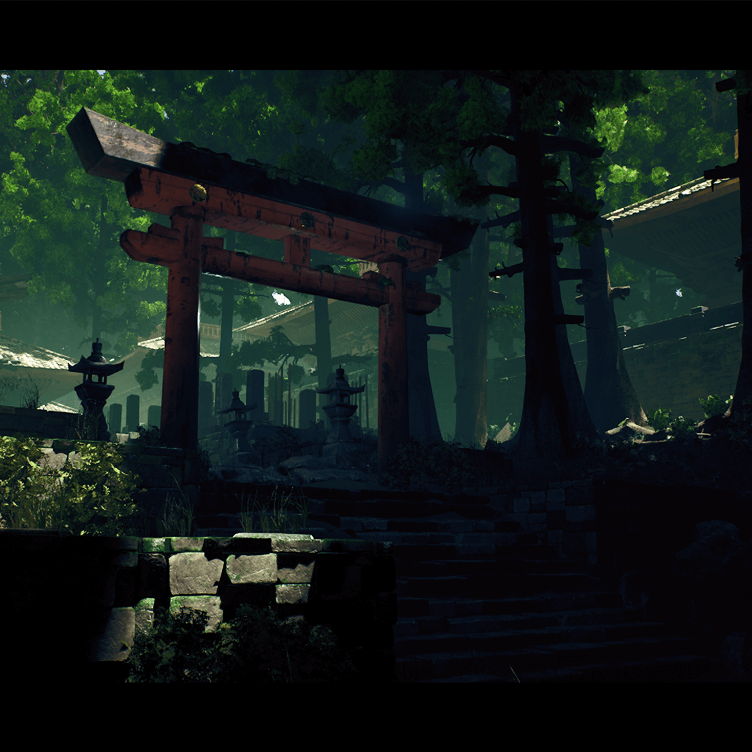 Japanese Shrine Forest 3D Render, Digital Art by PaburoVIII