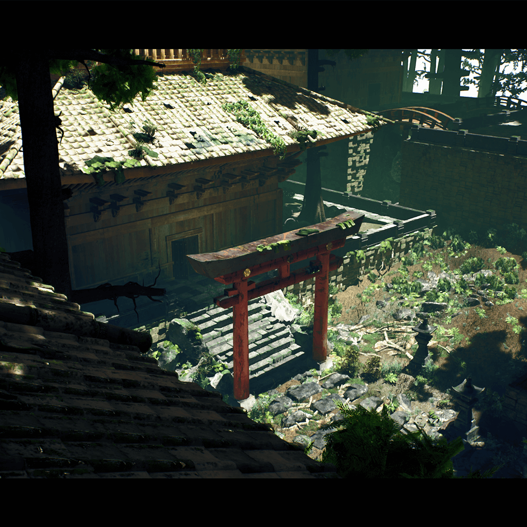 Japanese Shrine Forest 3D Render, Digital Art by PaburoVIII