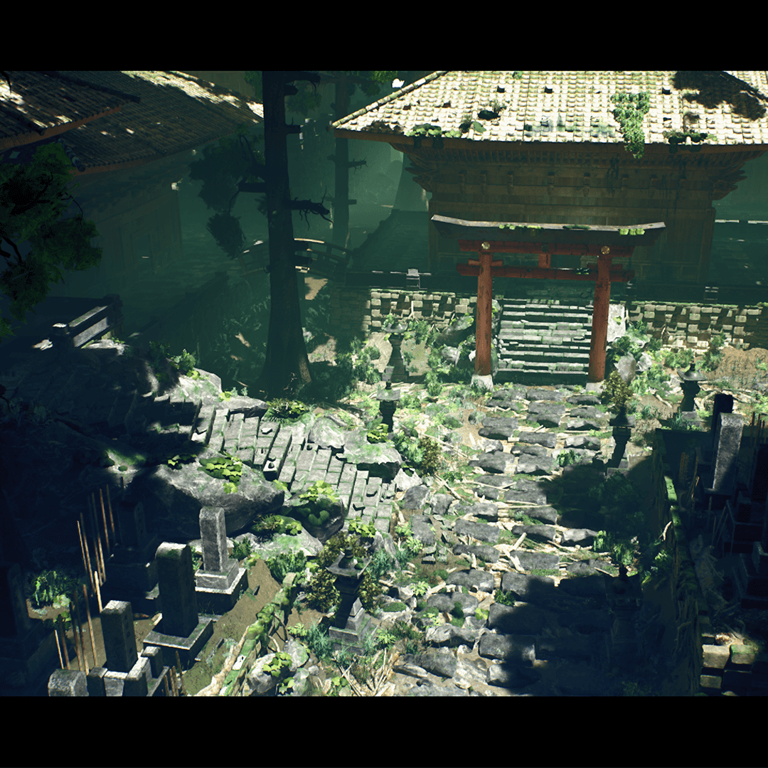 Japanese Shrine Forest 3D Render, Digital Art by PaburoVIII