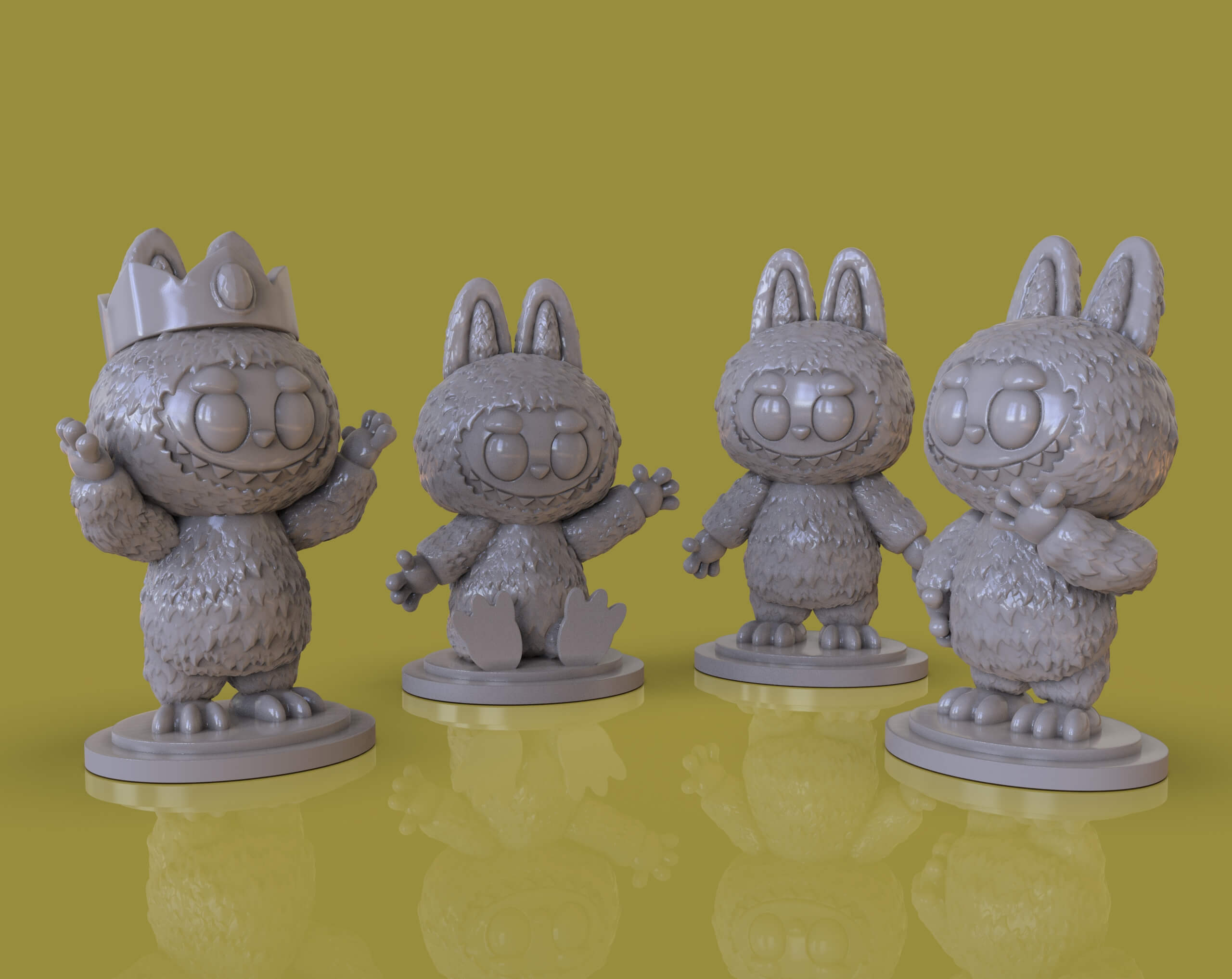Labubus Sculpts 3D Render, Digital Art by PaburoVIII