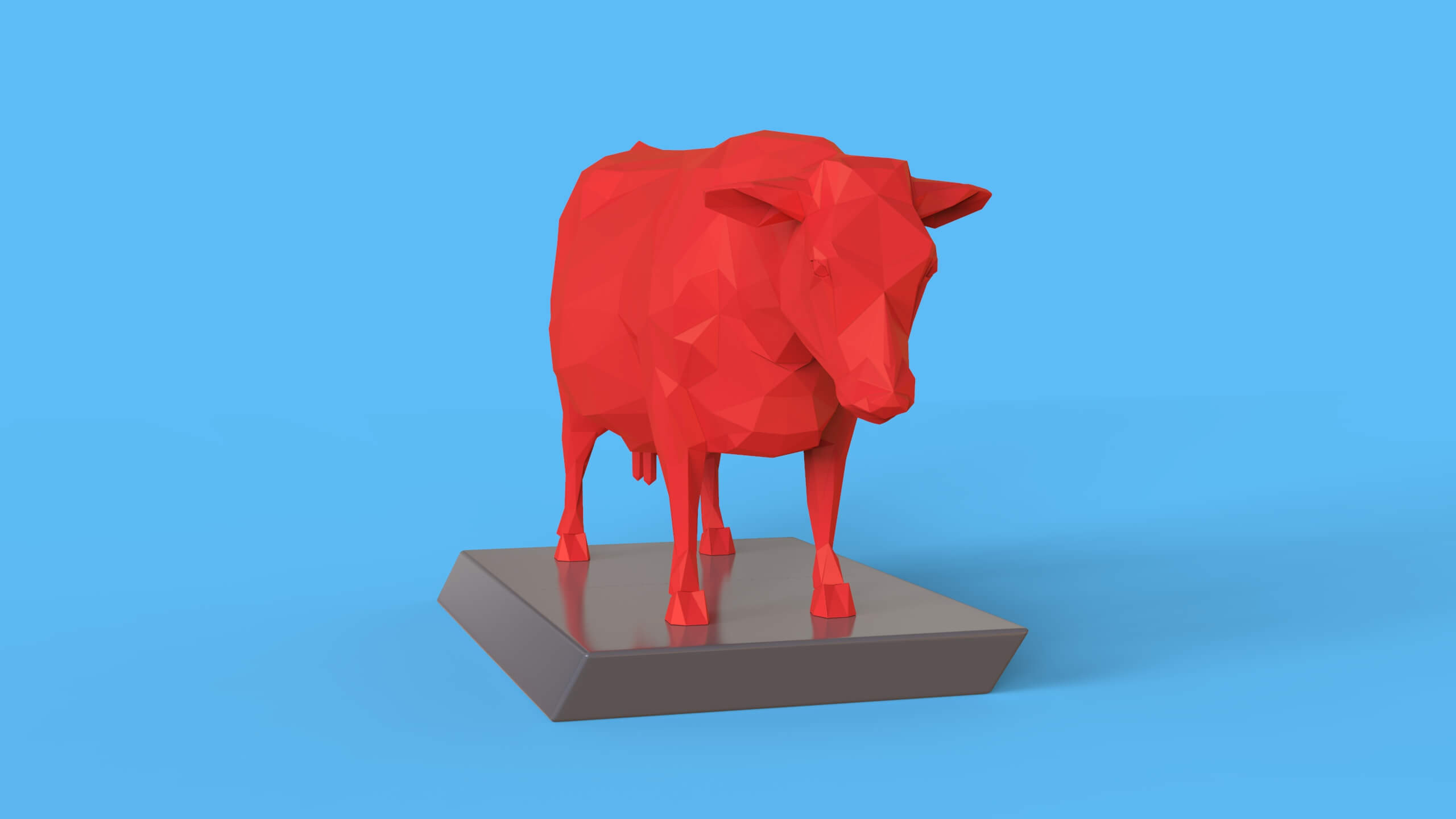 Low Poly Sculpture Cow 3D Render, Digital Art by PaburoVIII