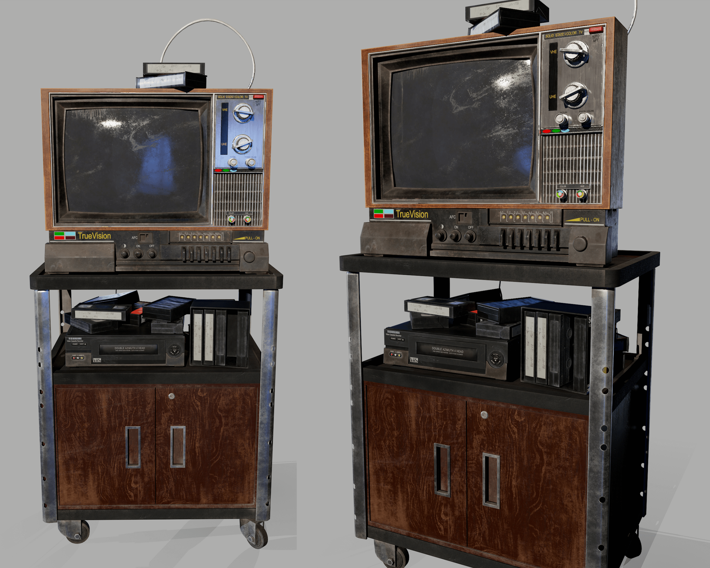 Old Television and VHS Set 3D Render | RenderHub Gallery