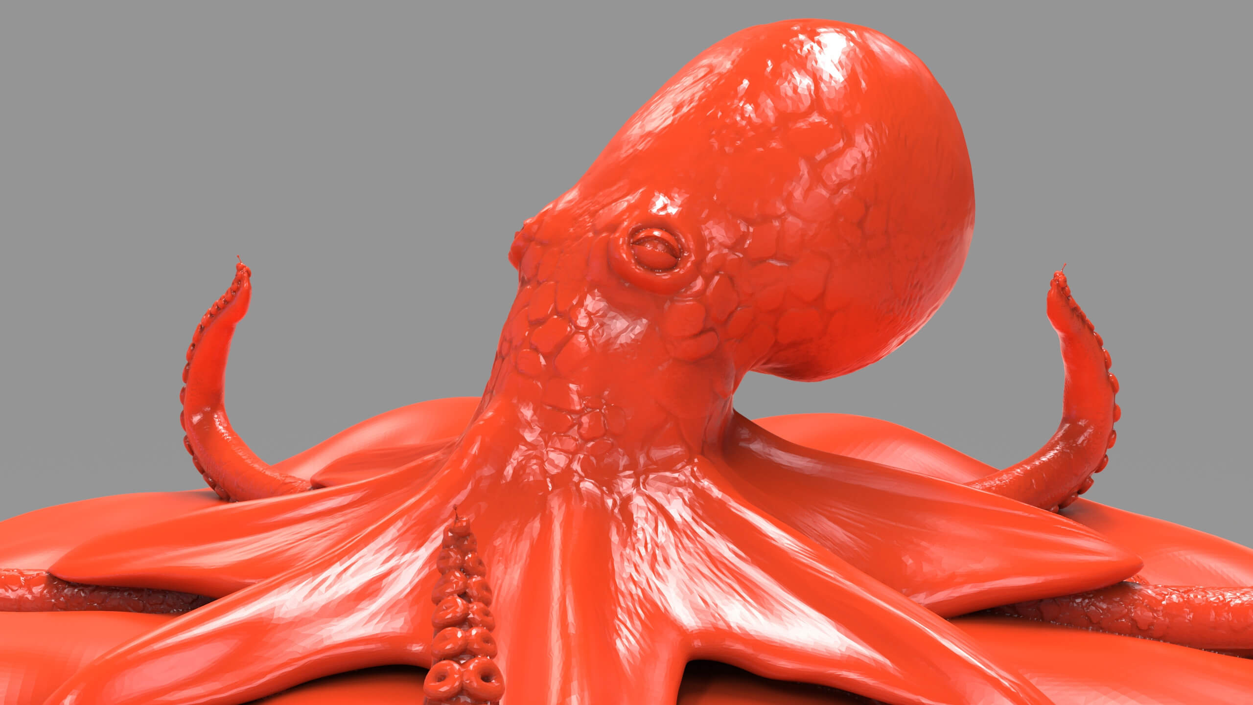 Red Octopus 3D Render, Digital Art by PaburoVIII