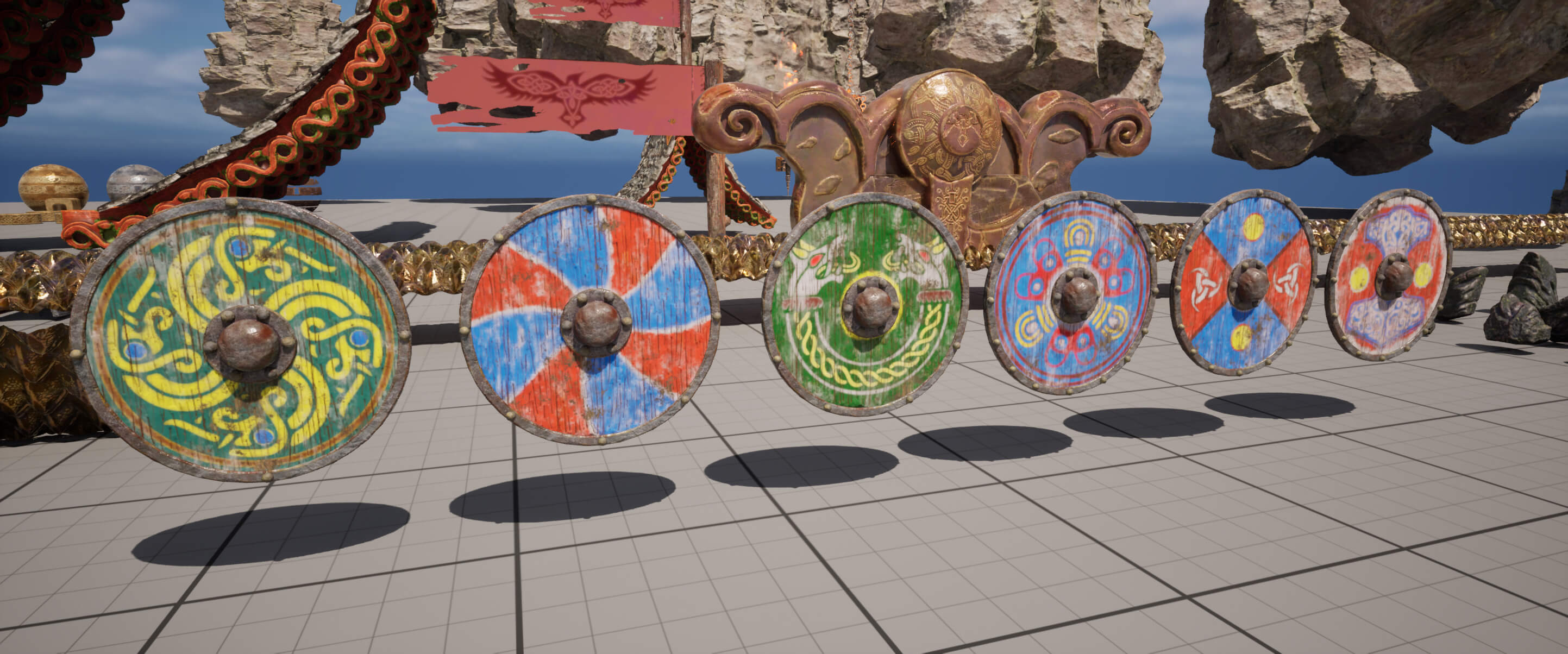 Viking Shields 3D Render, Digital Art by PaburoVIII