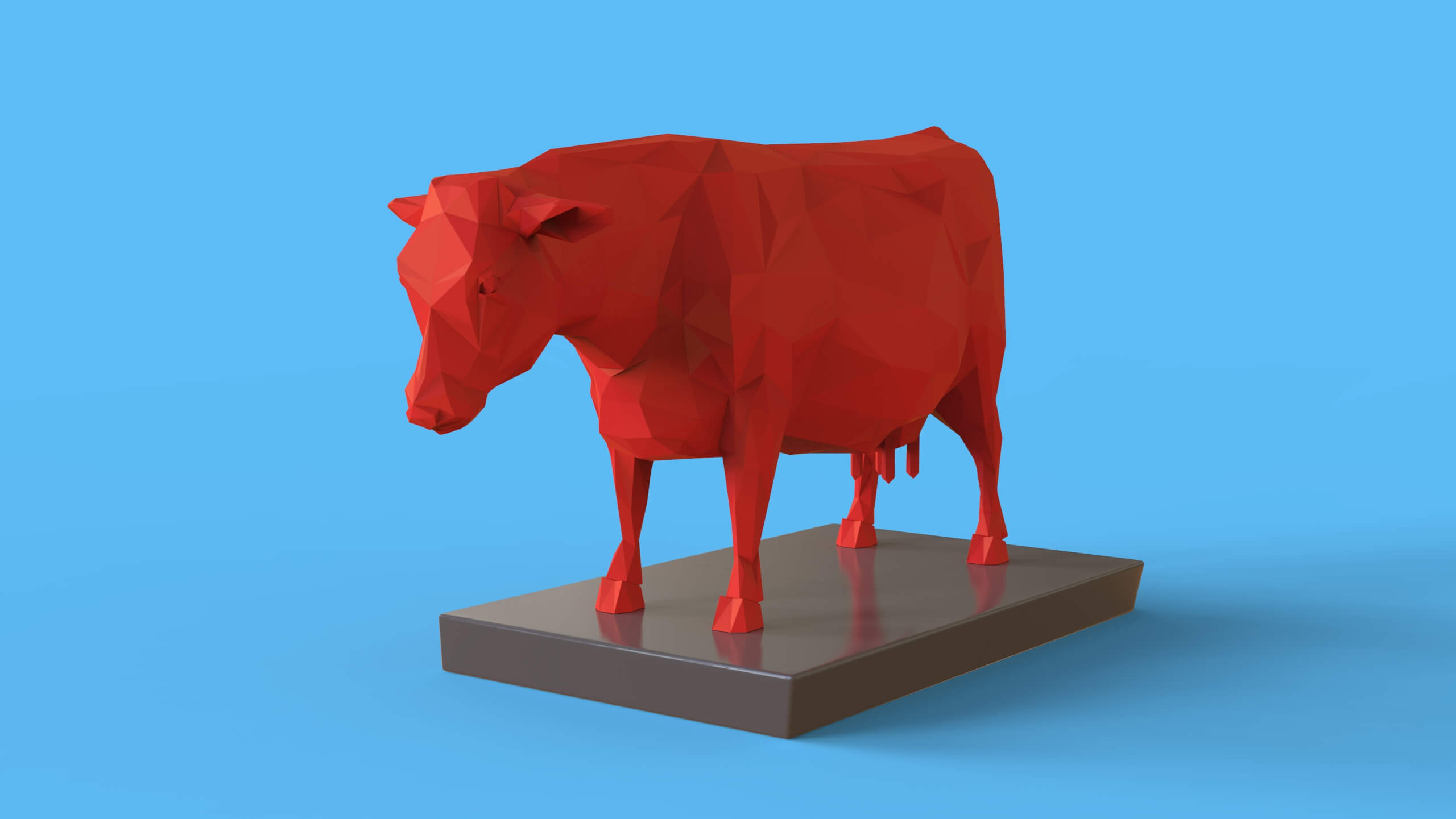 Low Poly Sculpture Cow - 3D Model by PaburoVIII