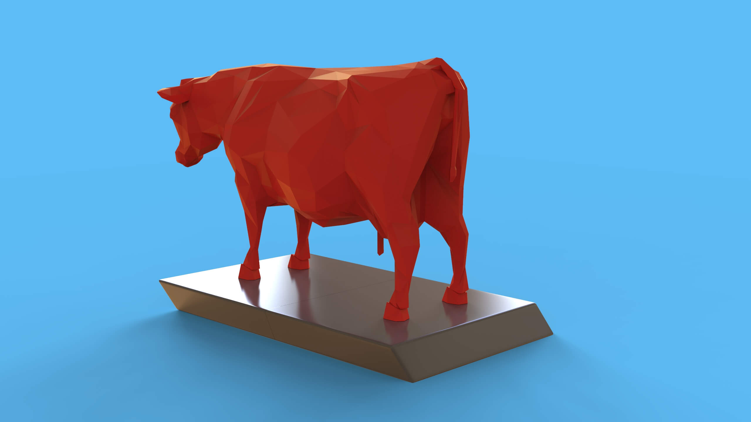 Low Poly Sculpture Cow - 3D Model by PaburoVIII