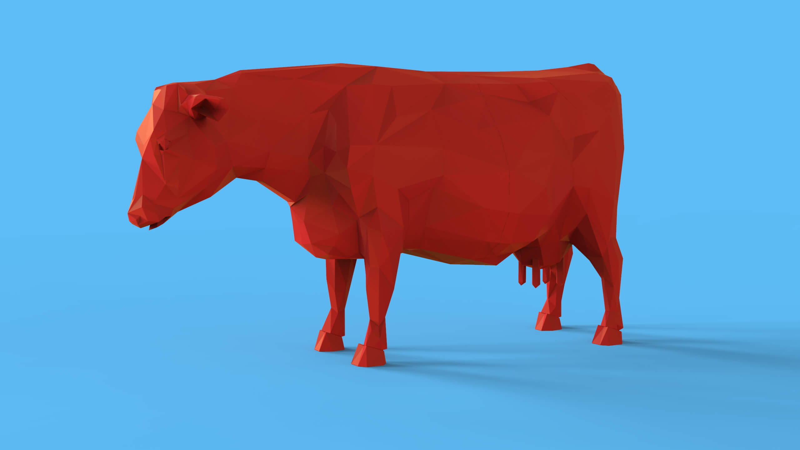Low Poly Sculpture Cow - 3D Model by PaburoVIII
