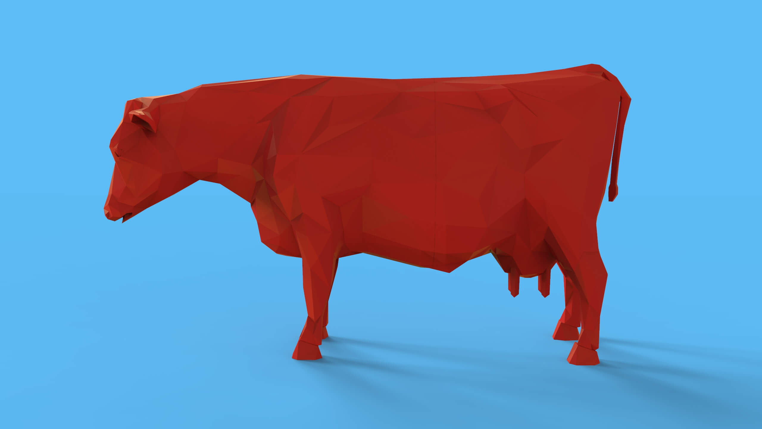 Low Poly Sculpture Cow - 3D Model by PaburoVIII