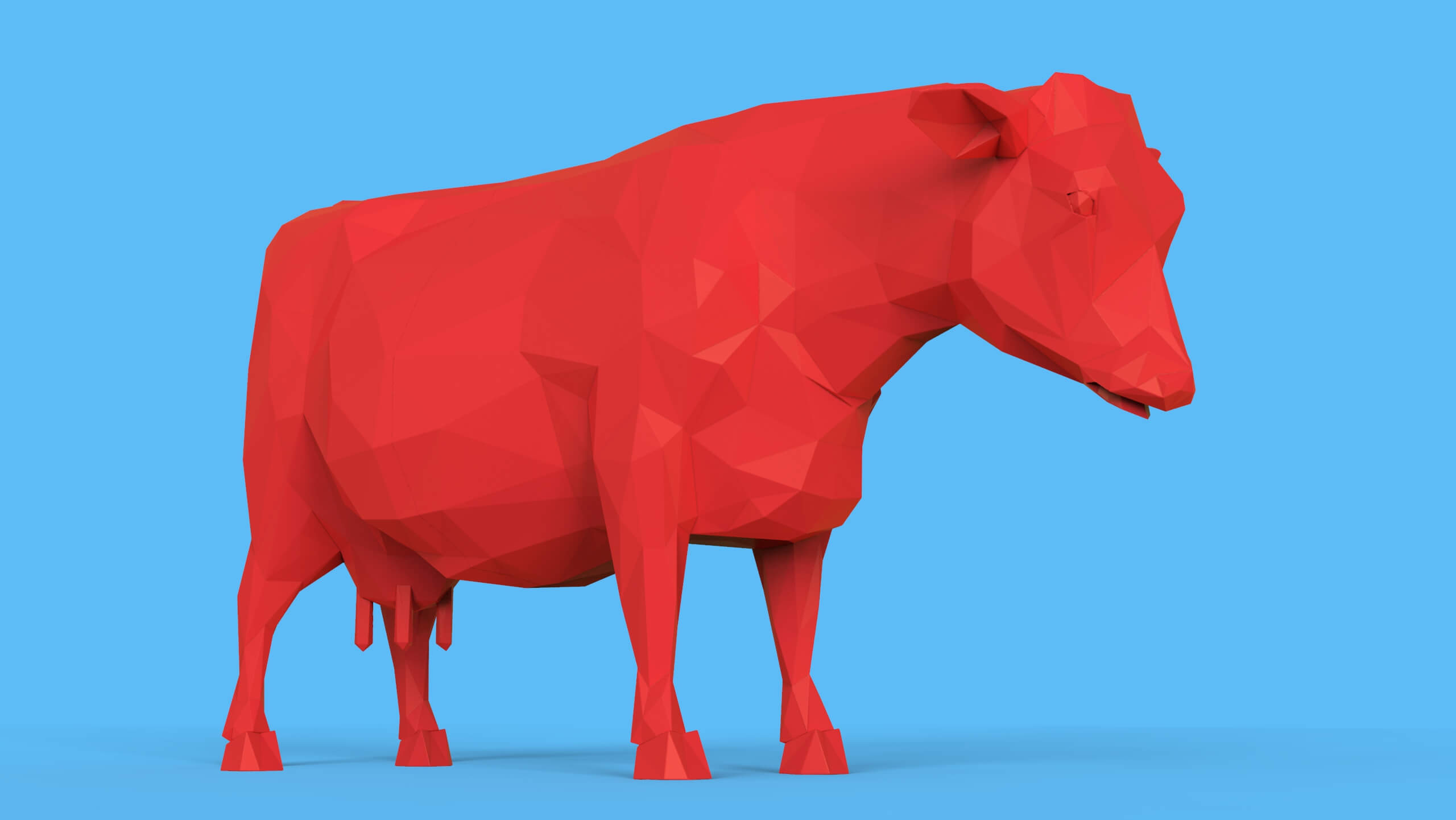 Low Poly Sculpture Cow - 3D Model by PaburoVIII
