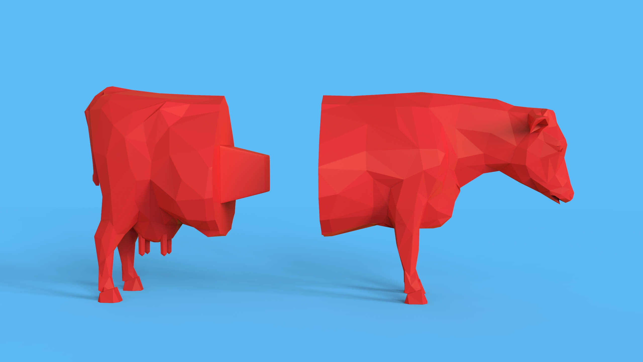 Low Poly Sculpture Cow - 3D Model by PaburoVIII