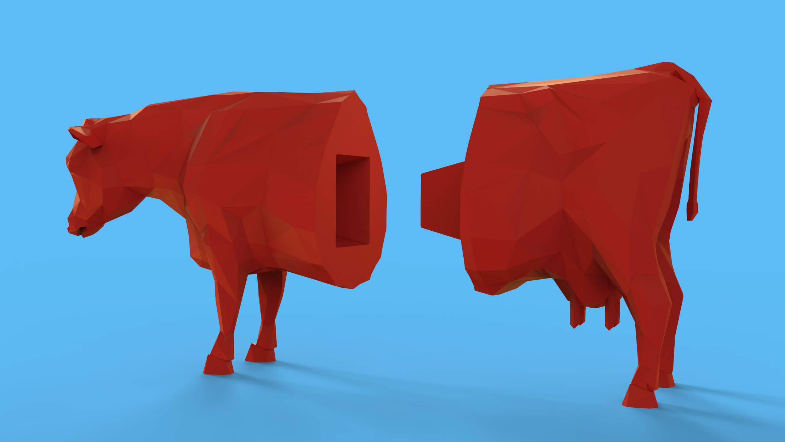 Low Poly Sculpture Cow - 3D Model by PaburoVIII
