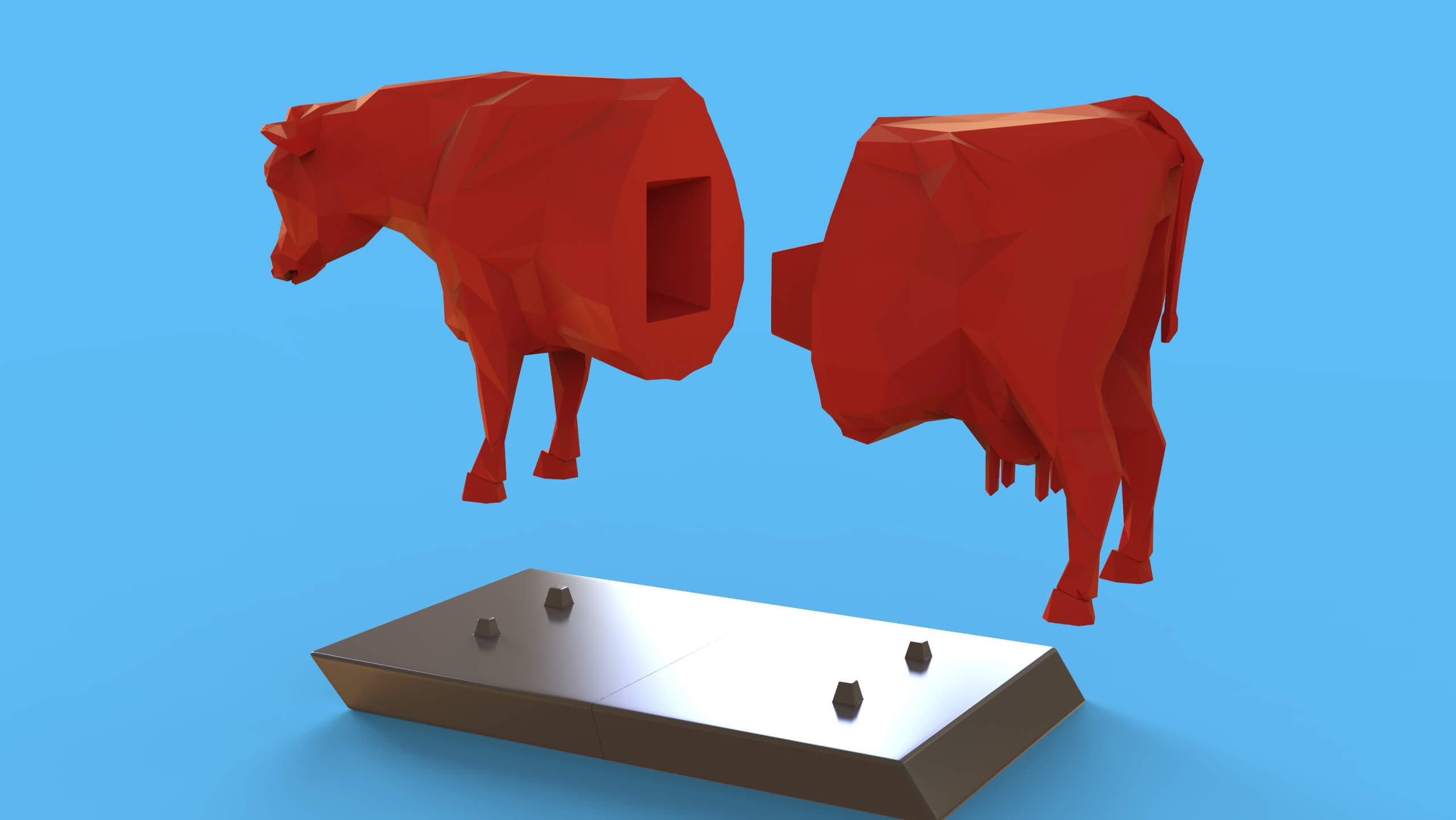 Low Poly Sculpture Cow - 3D Model by PaburoVIII