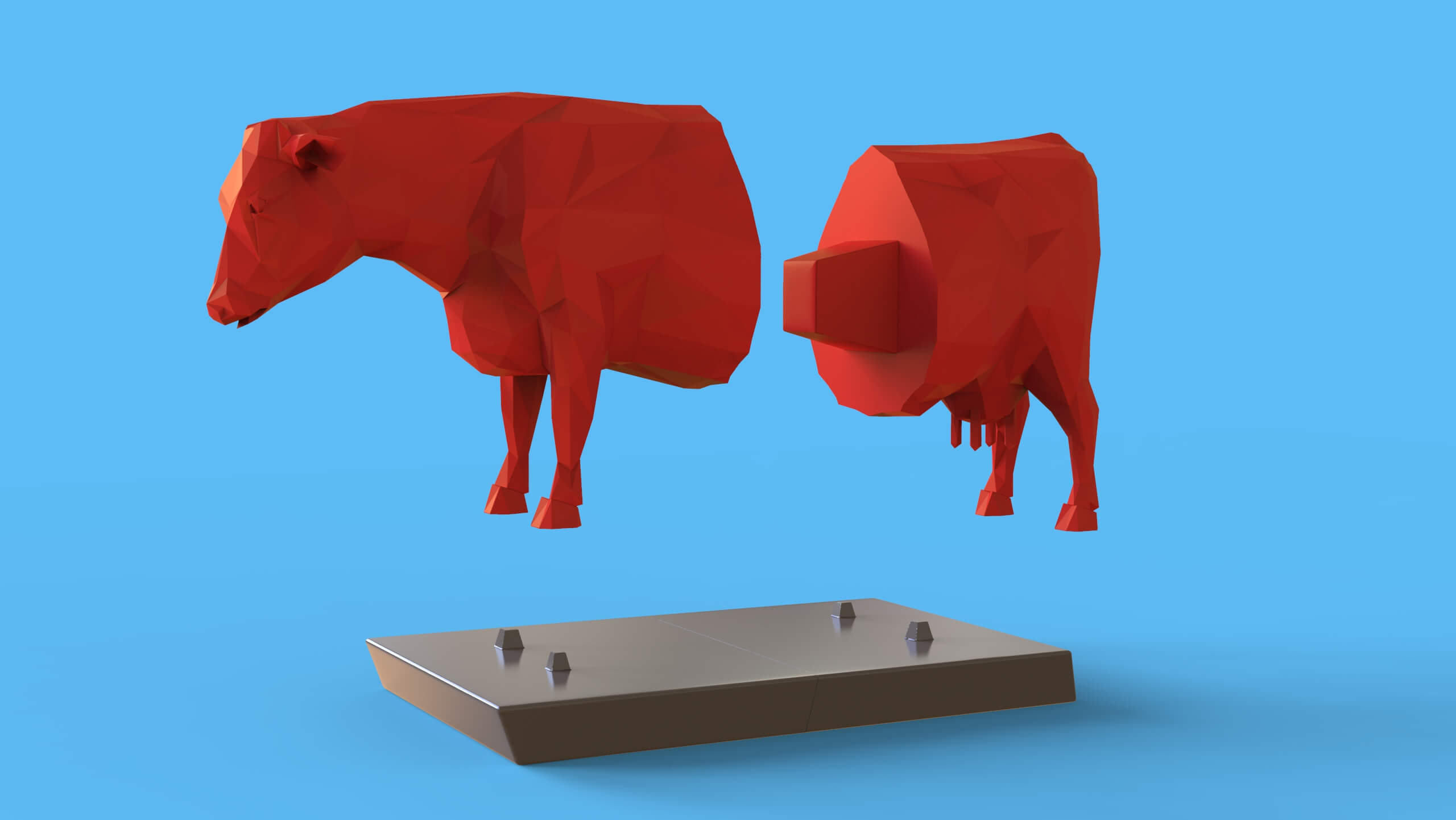 Low Poly Sculpture Cow - 3D Model by PaburoVIII