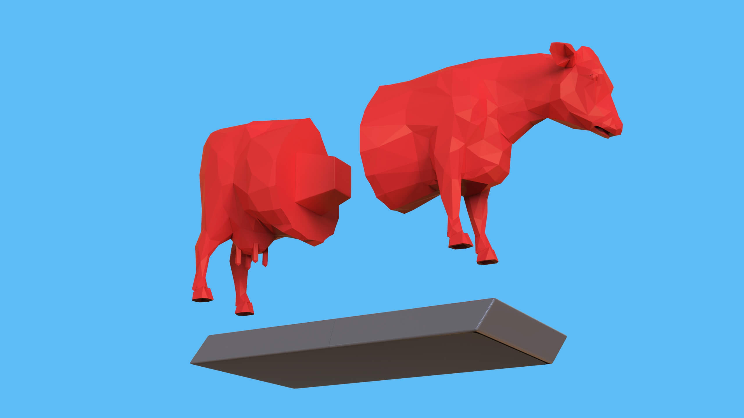 Low Poly Sculpture Cow - 3D Model by PaburoVIII