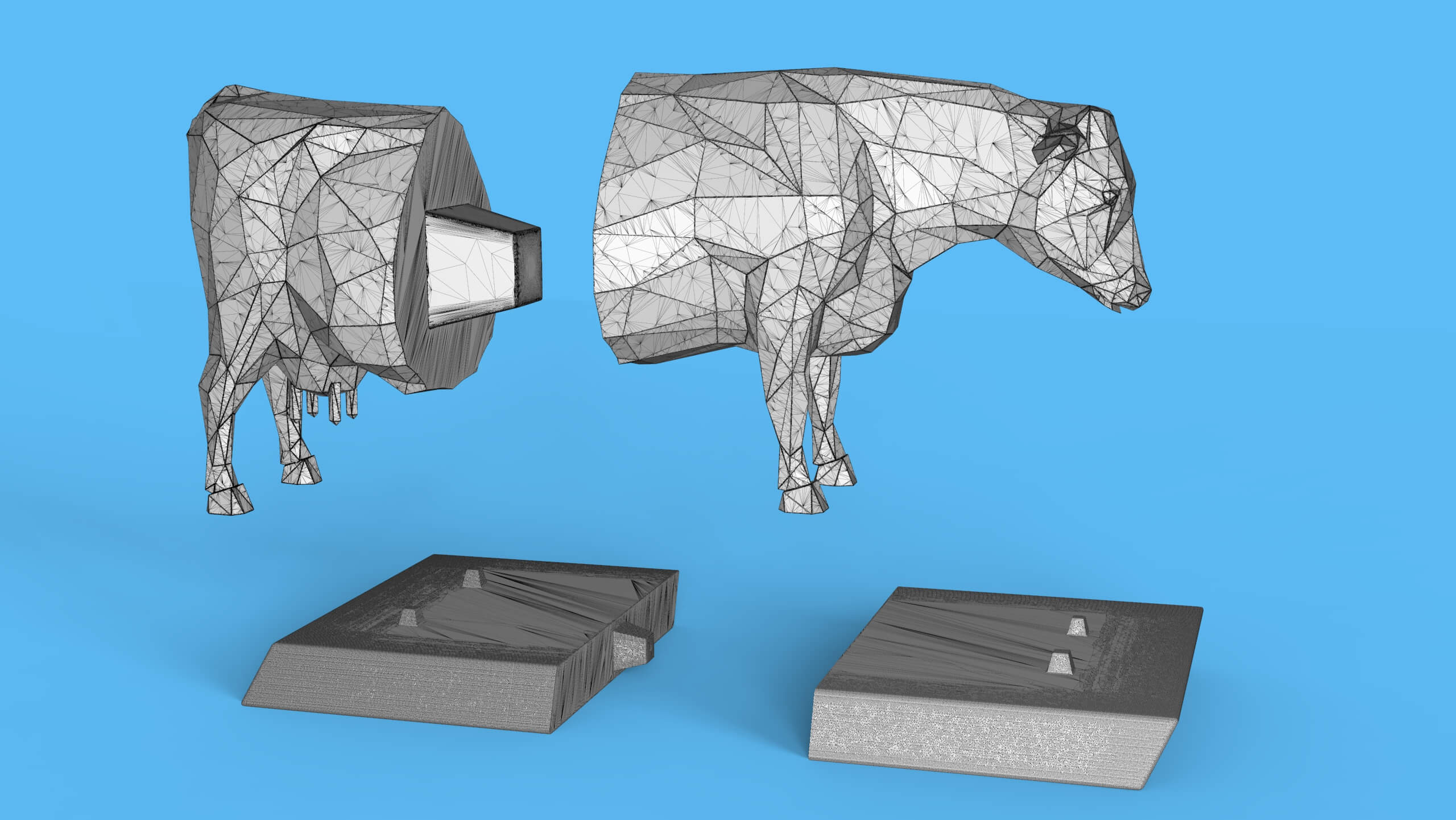 Low Poly Sculpture Cow - 3D Model by PaburoVIII