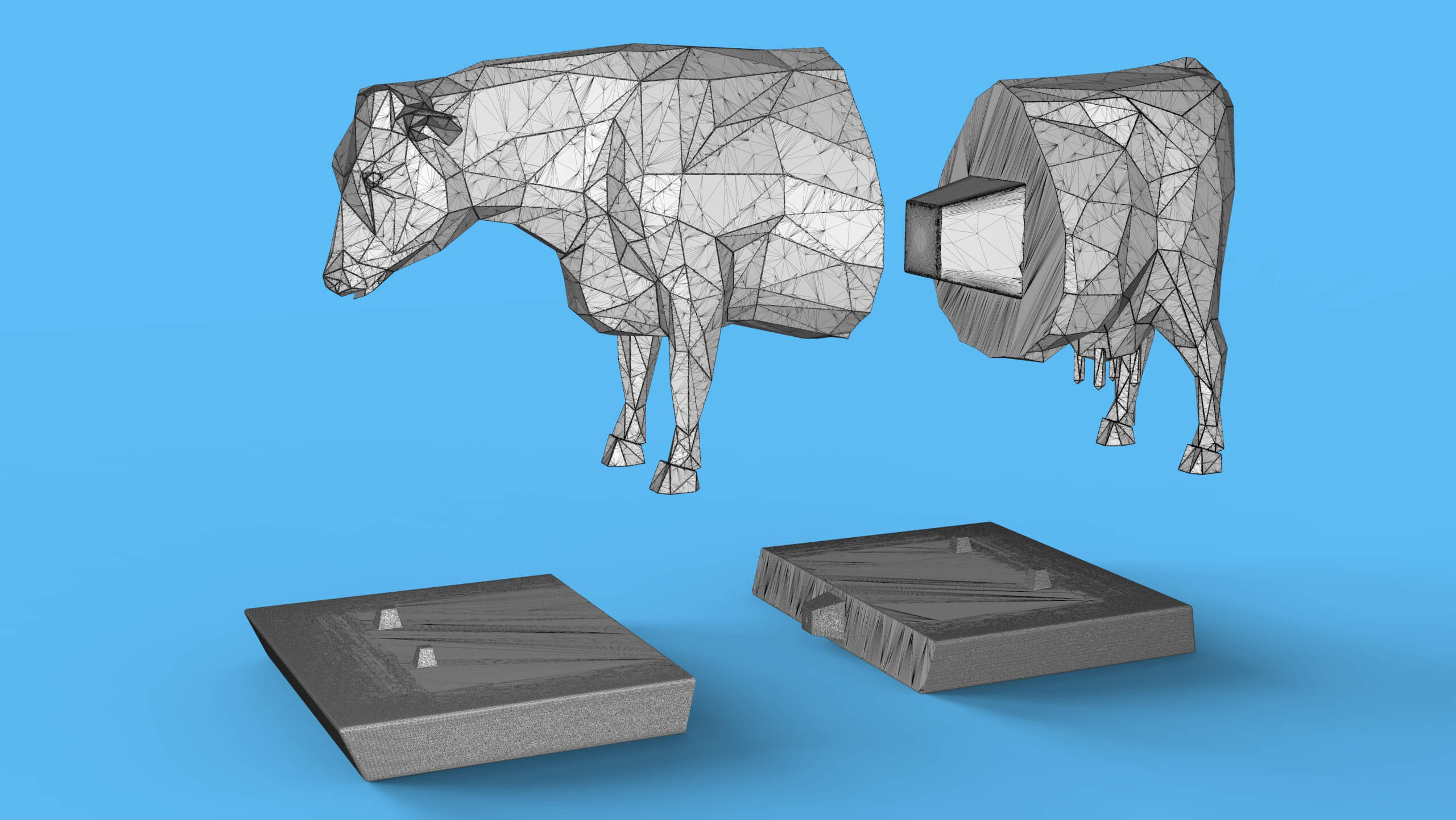 Low Poly Sculpture Cow - 3D Model by PaburoVIII