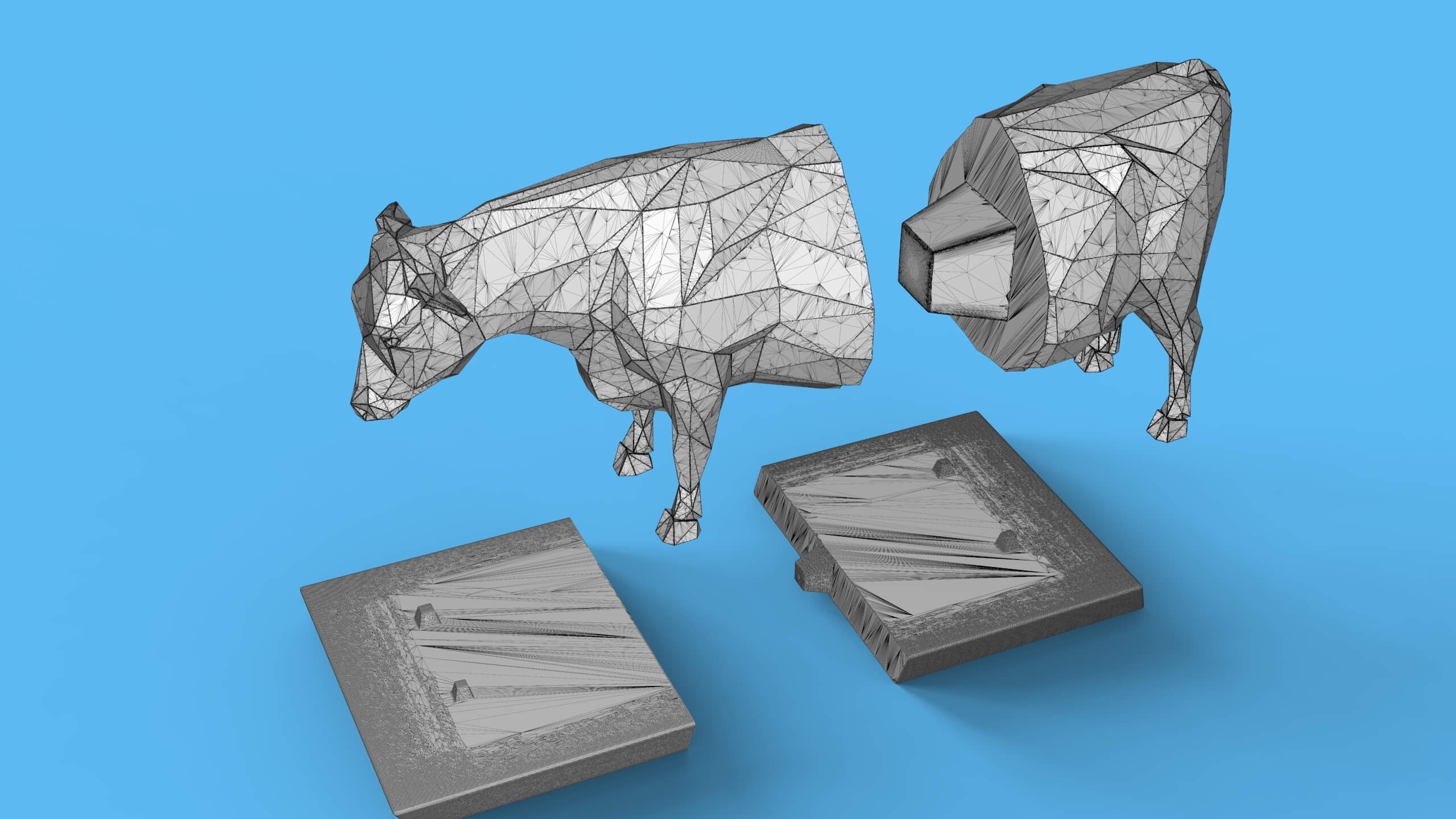 Low Poly Sculpture Cow - 3D Model by PaburoVIII